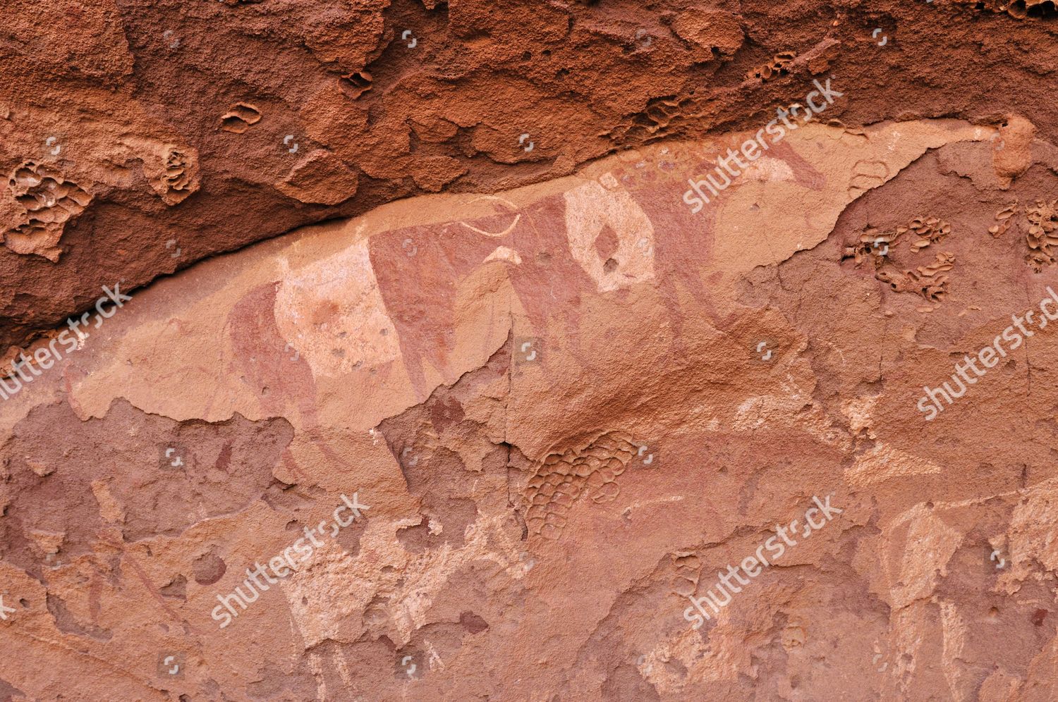 Painted Cow Neolithic Rockart Acacus Mountains Editorial Stock Photo ...