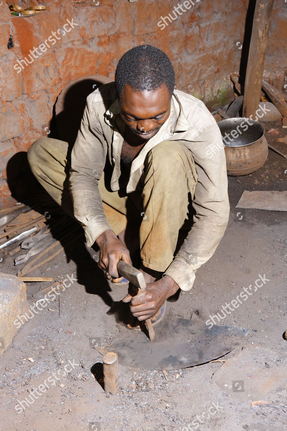 Smith Making Musical Instrument Scrap Metal Editorial Stock Photo ...