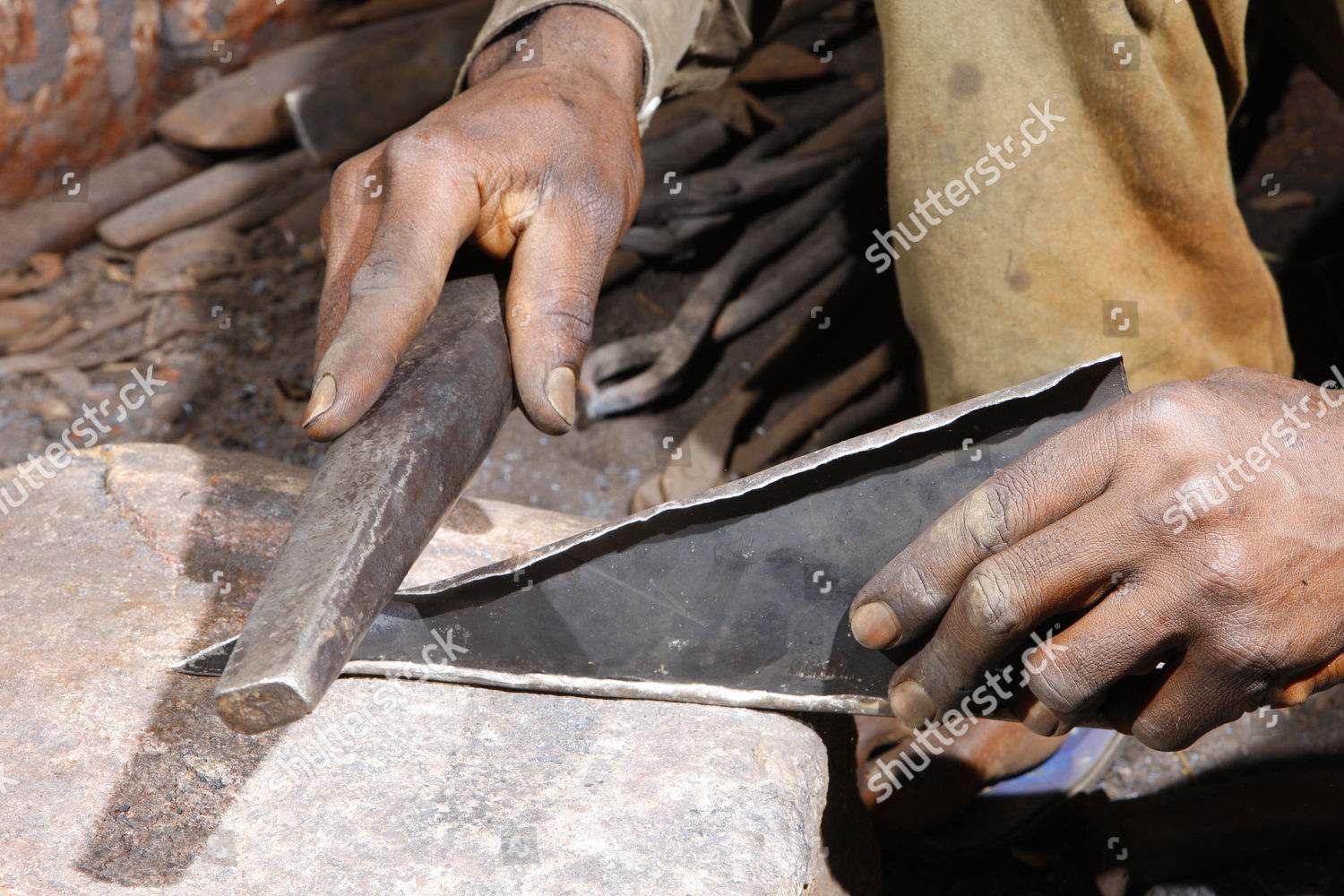 Smith Making Musical Instrument Scrap Metal Editorial Stock Photo ...