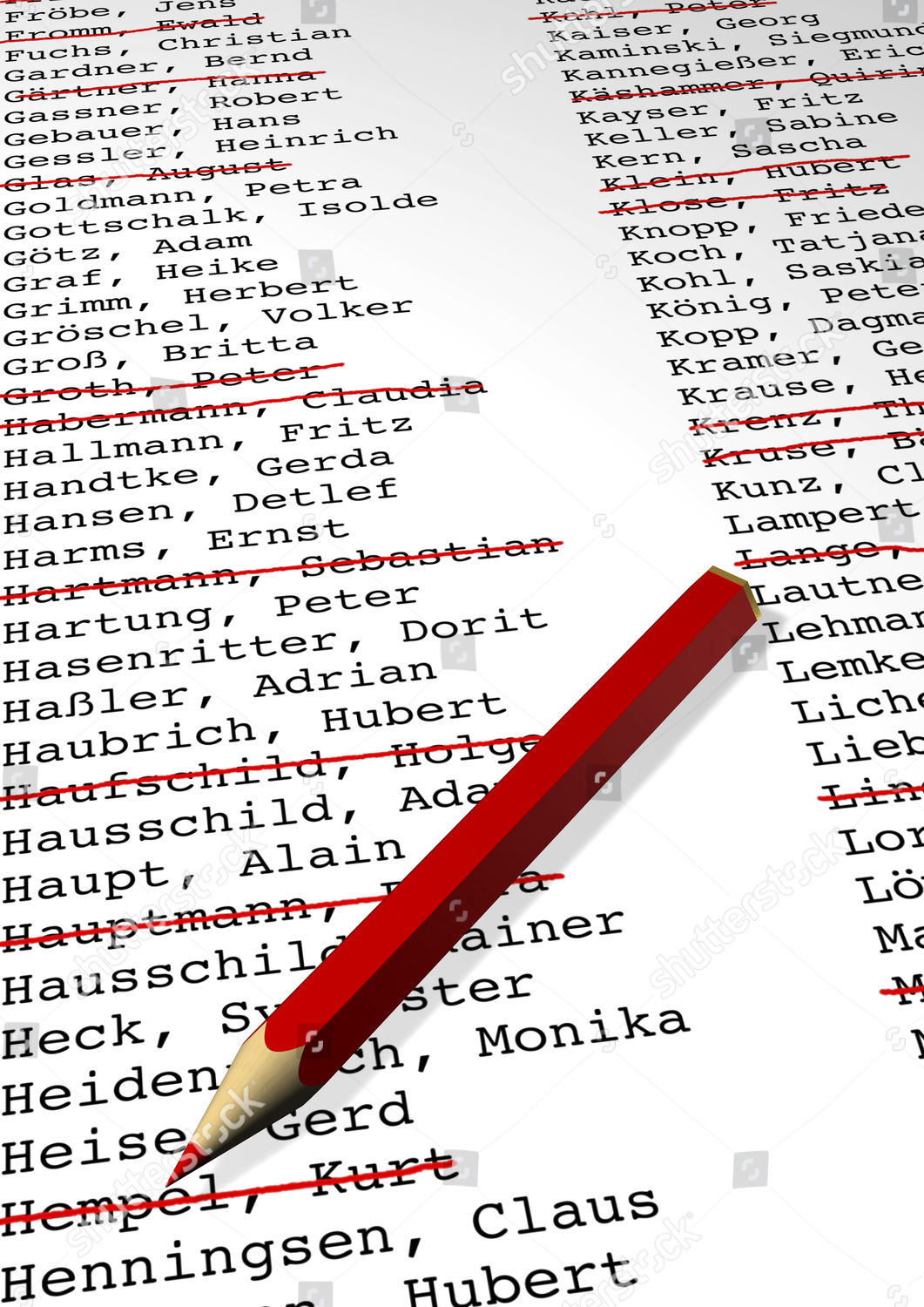 List Names Some Crossed Out Red Editorial Stock Photo - Stock Image ...