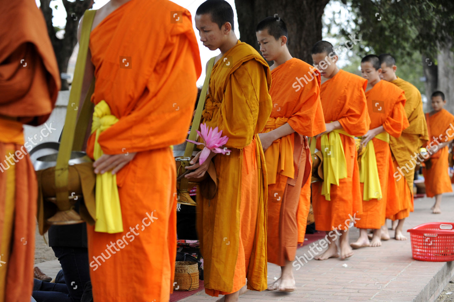 Morning Begging Alms Buddhist Monks Luang Editorial Stock Photo - Stock ...