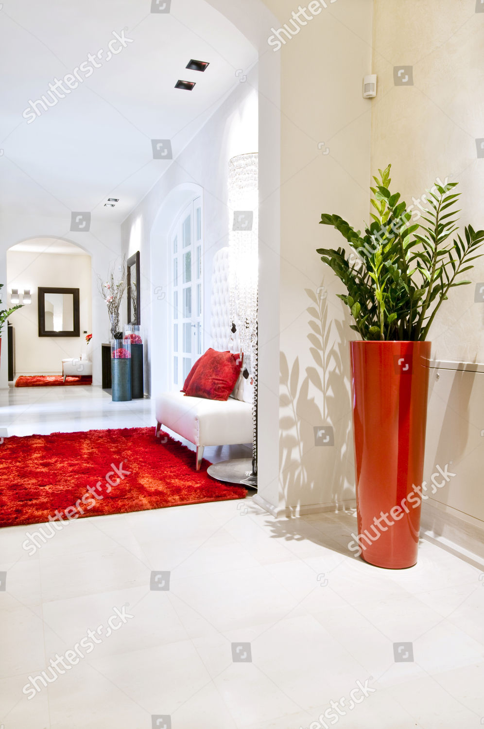Modern Home Interior Corridor Red Carpet Editorial Stock Photo - Stock ...