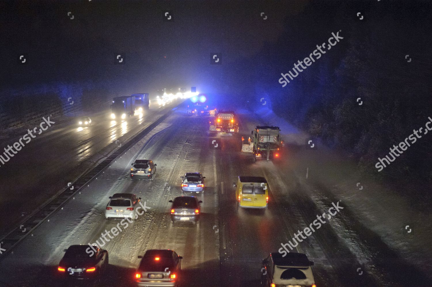 Winter Service Vehicles Service On A8 Editorial Stock Photo - Stock ...