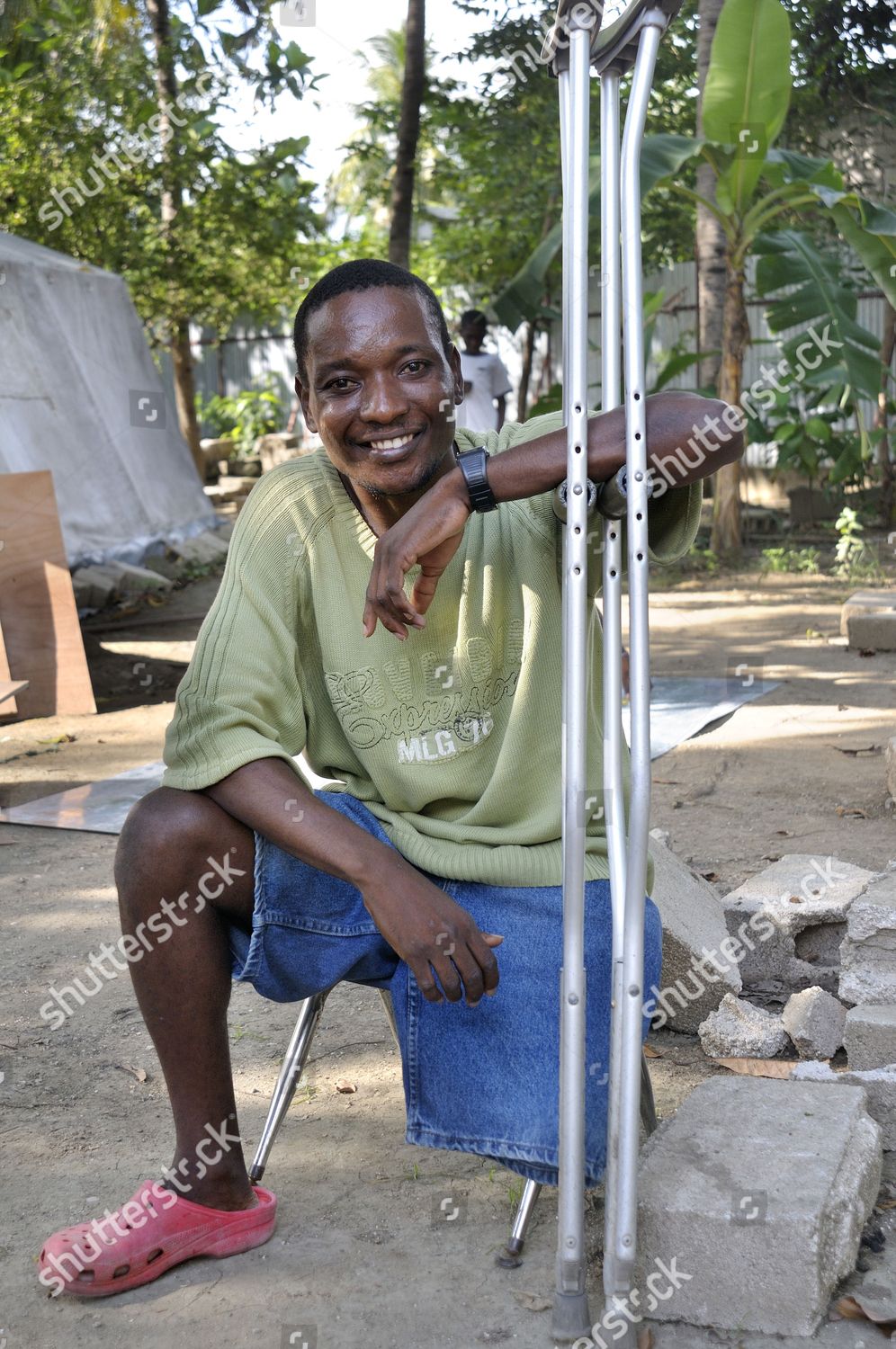 Earthquake Victim Amputated Leg Leaning On Editorial Stock Photo ...