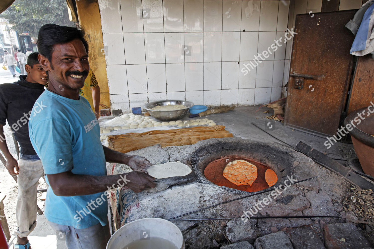 Indian Man Baking Naan Bread On Editorial Stock Photo - Stock Image ...