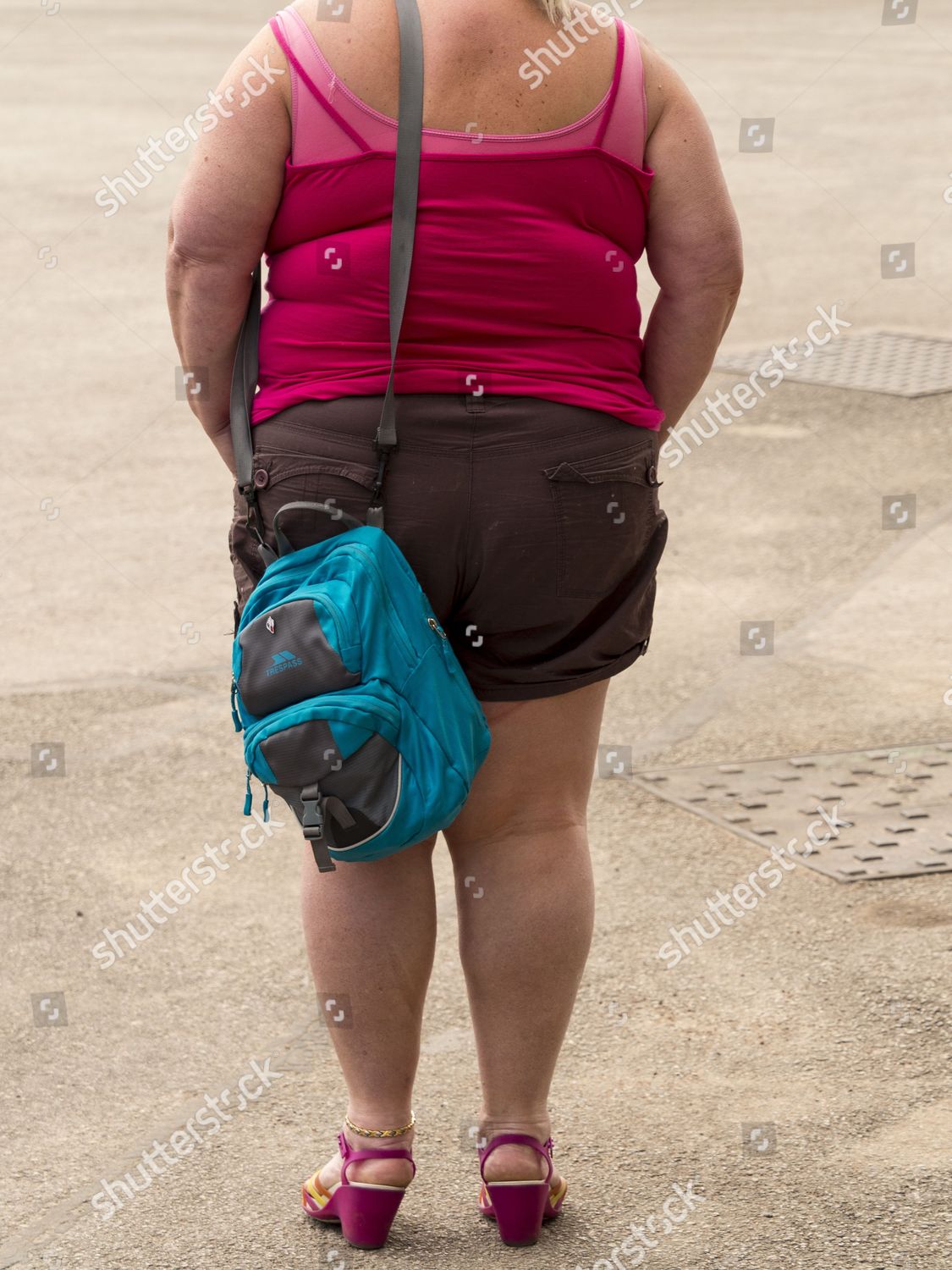Obese Woman Walking Along Street Wearing Editorial Stock Photo - Stock ...