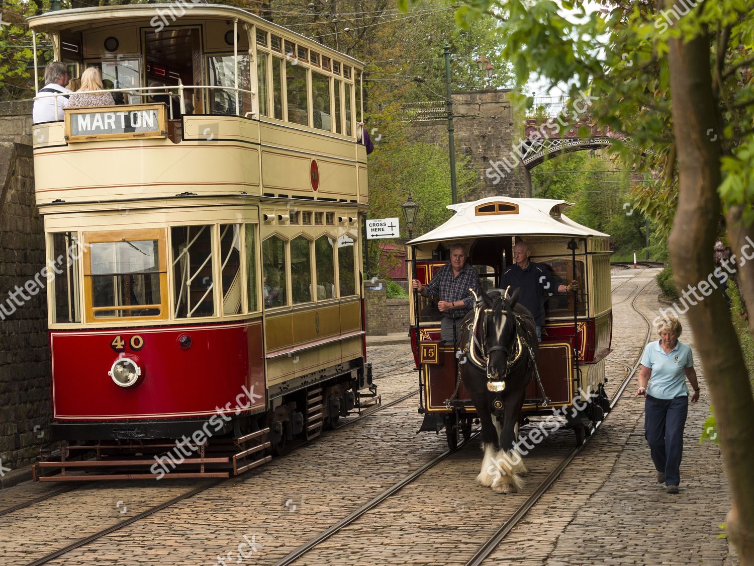 Vintage Horsedrawn Tram Being Pulled By Editorial Stock Photo - Stock ...