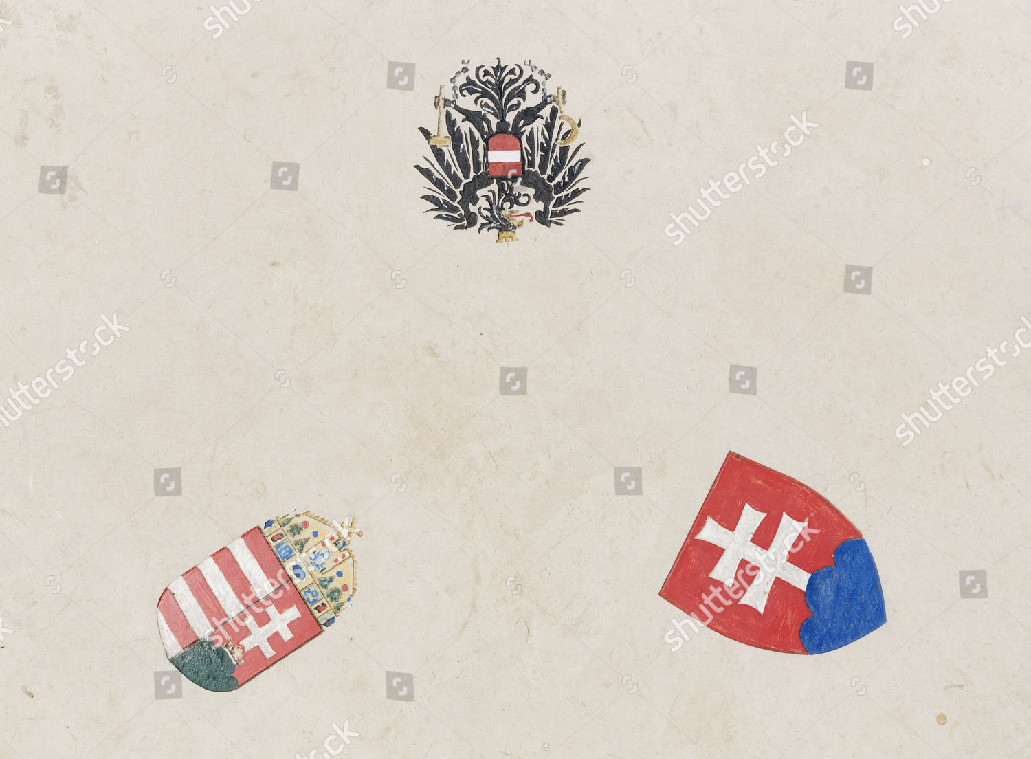 Three Coats Arms Countries Border Triangle Editorial Stock Photo ...