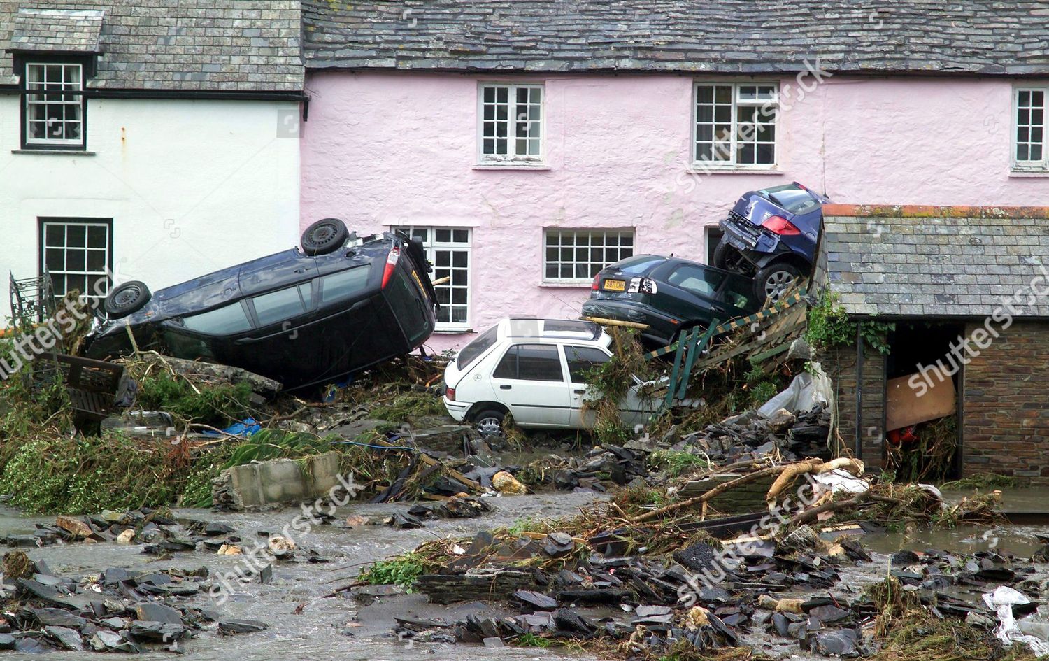 Wrecked Cars After Floods Boscastle Editorial Stock Photo - Stock Image ...