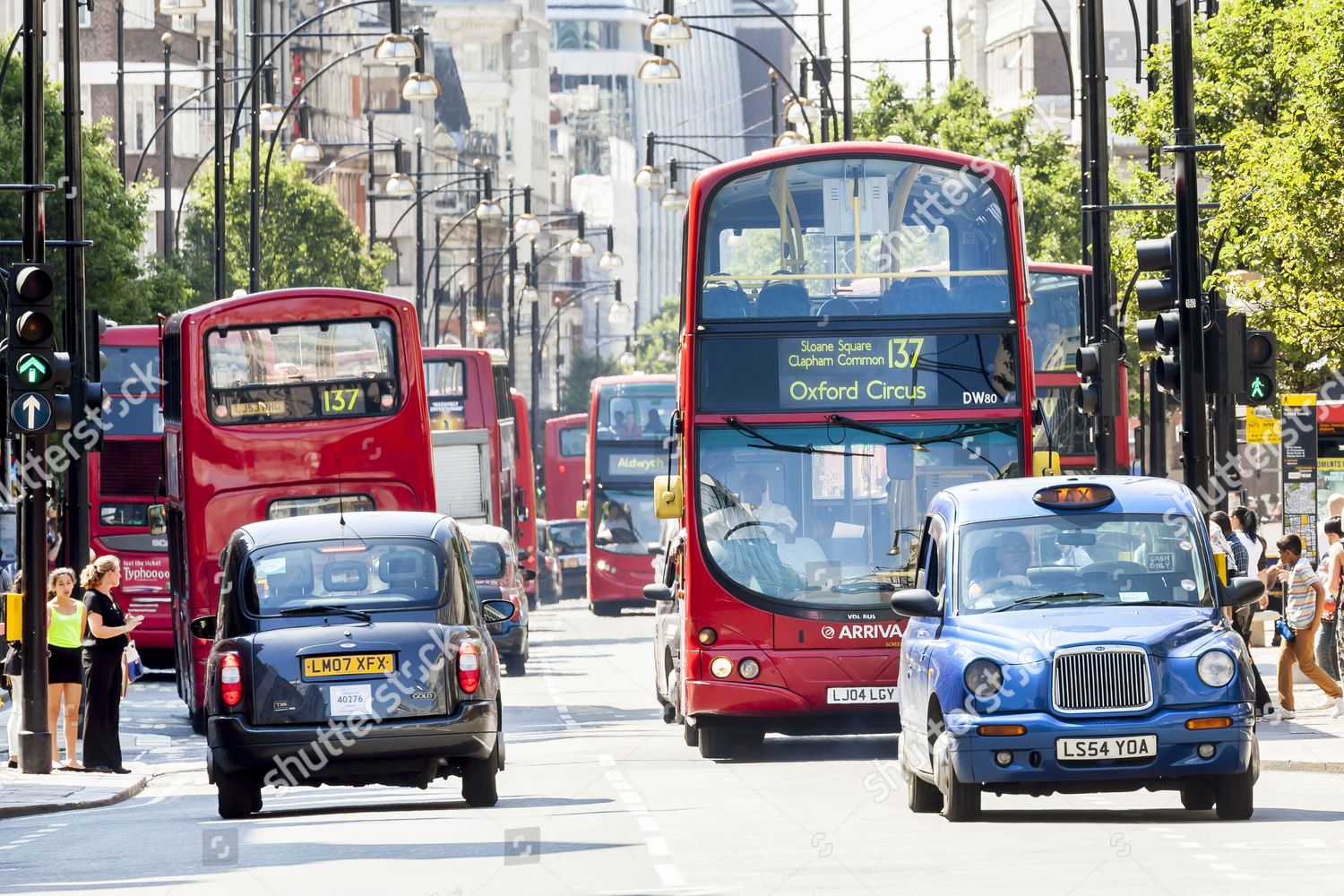 Doubledecker Buses British Taxis Oxford Street Editorial Stock Photo ...
