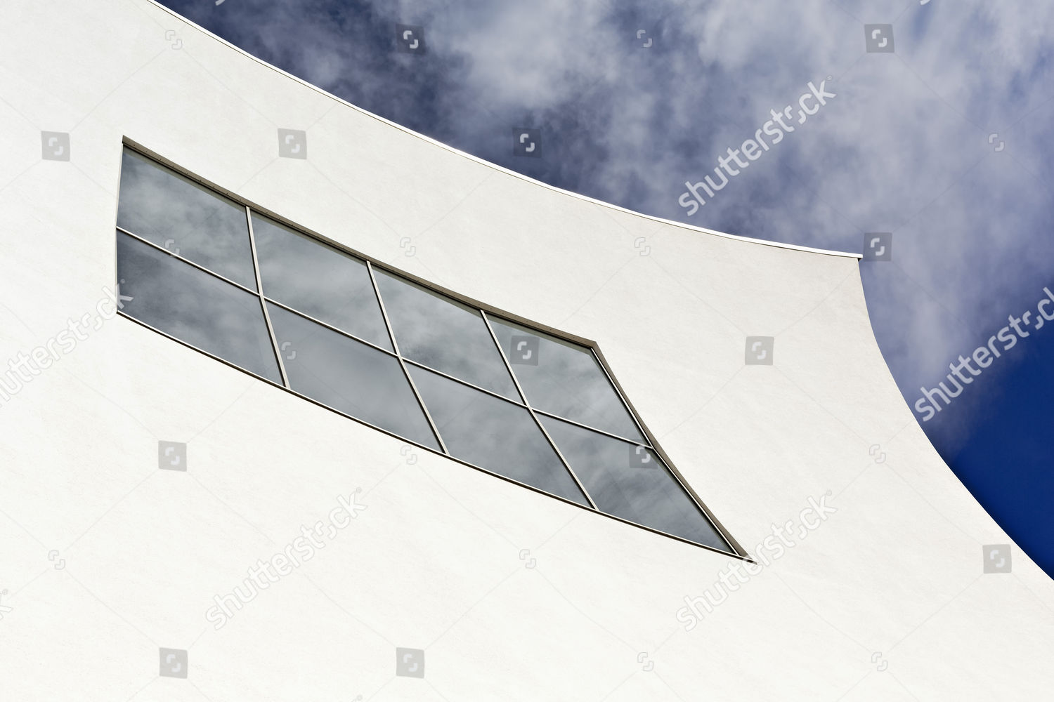 White Concave Facade Facade Detail Clouds Editorial Stock Photo - Stock ...
