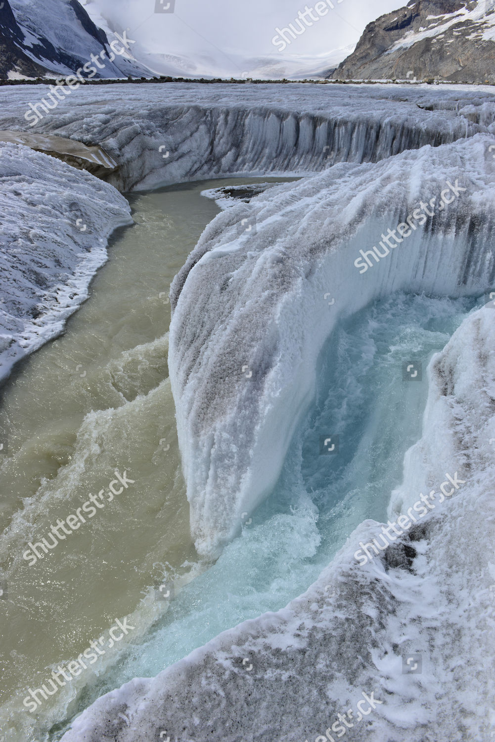 Glacial Stream Confluence Two Streams Different Editorial Stock Photo ...