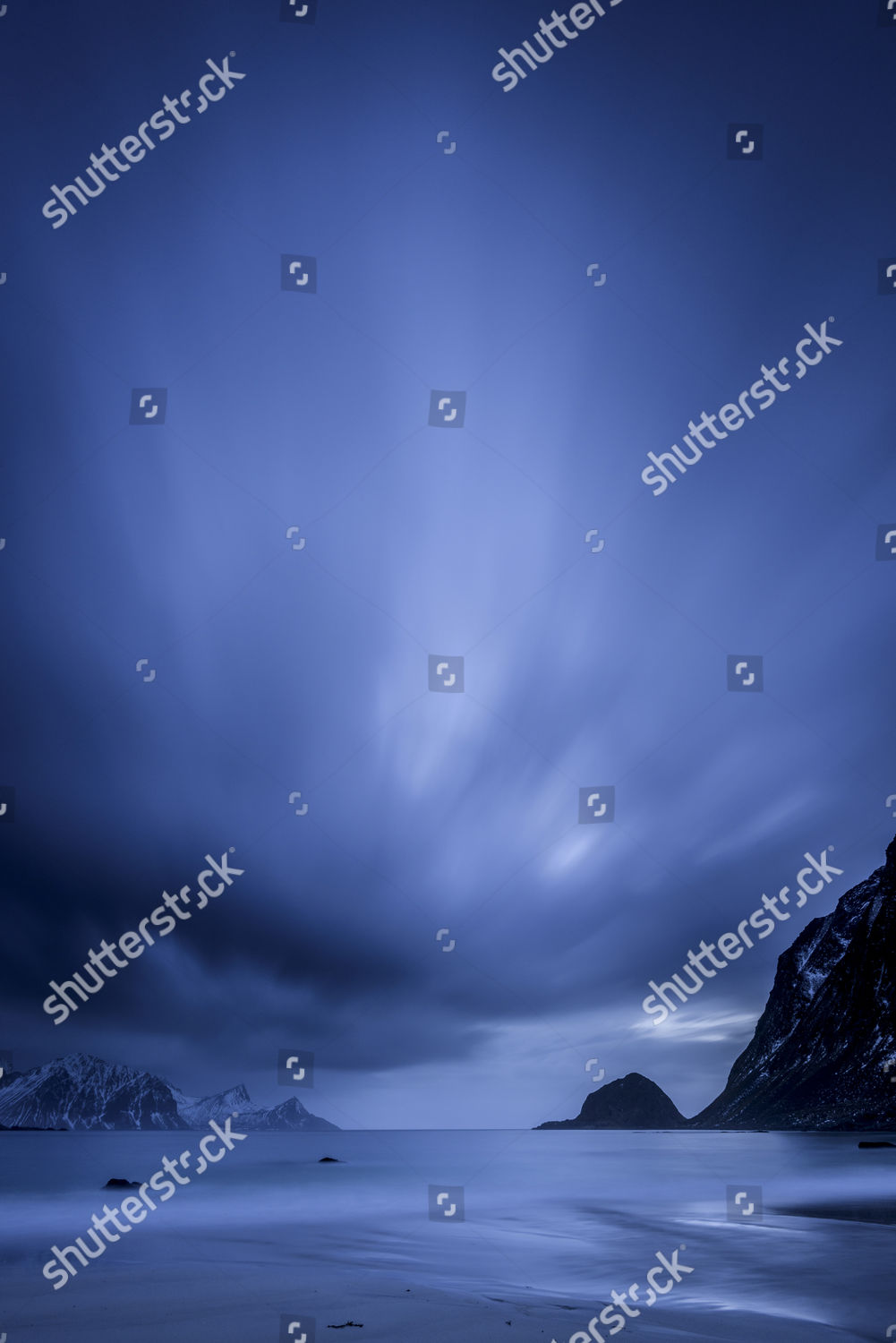 Blue Hour Beach Haukland Lofoten Norway Editorial Stock Photo - Stock ...