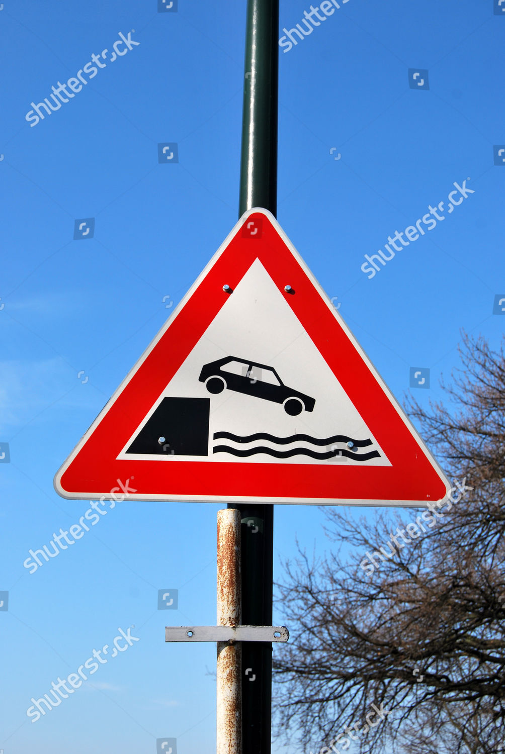 Warning Sign Quay Side Riverbank Editorial Stock Photo - Stock Image ...