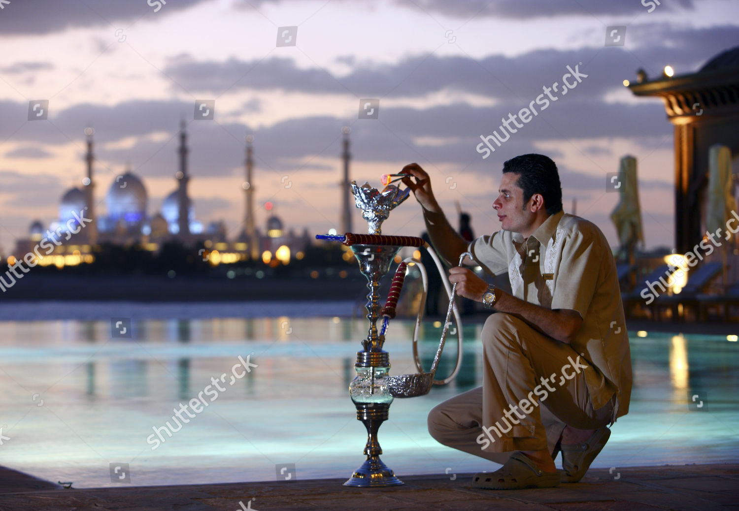Man Hookah Water Pipe Hotel Pool Editorial Stock Photo - Stock Image ...