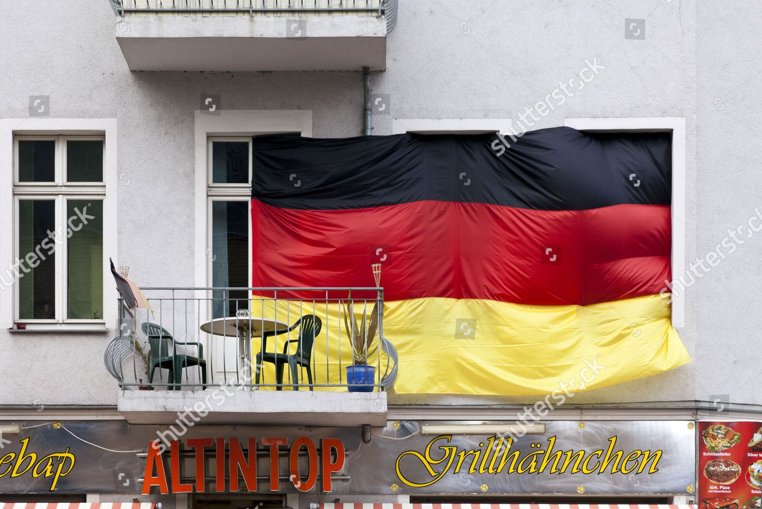Huge Germany Flag Covering Windows Apartment Editorial Stock Photo ...
