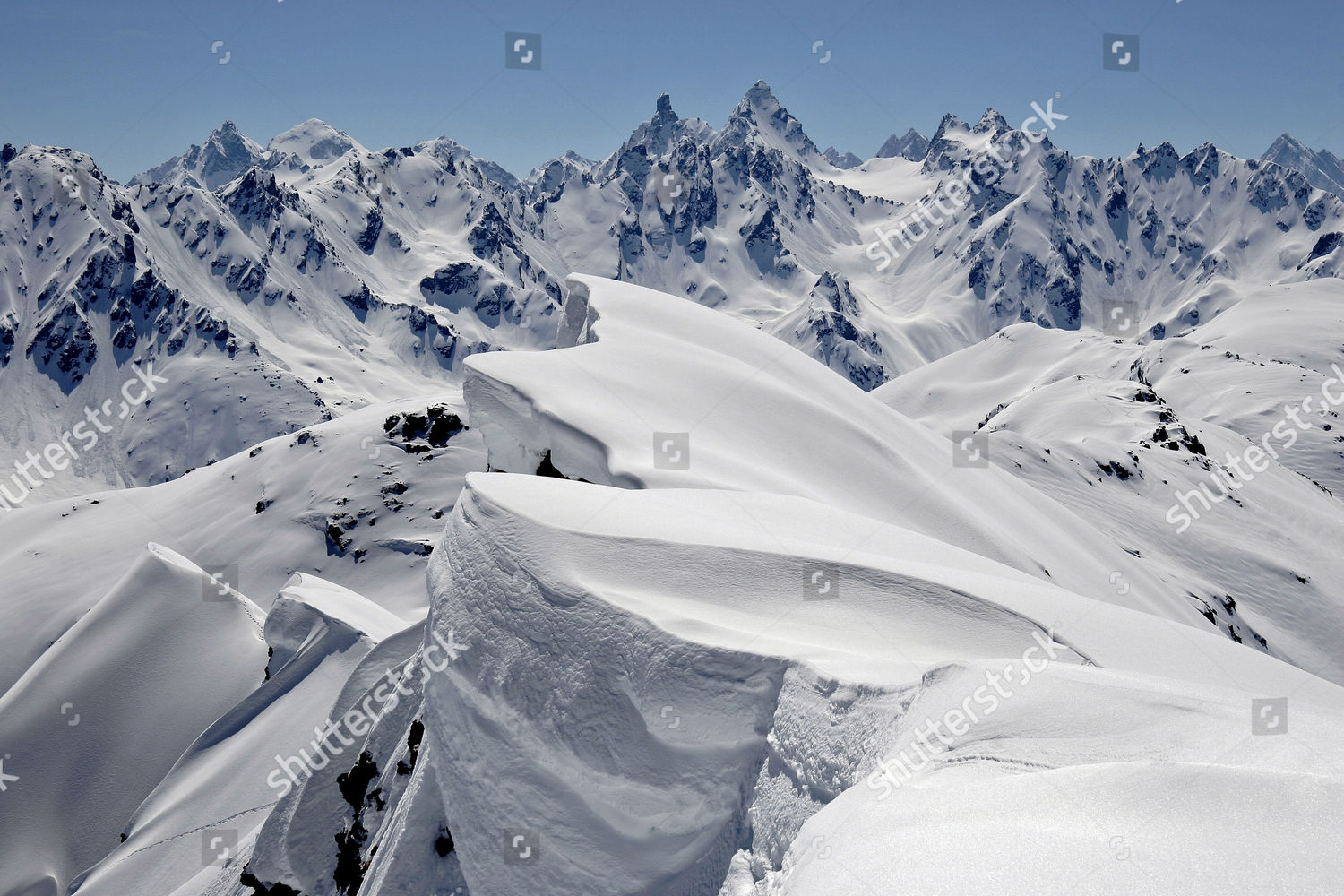 Snow Ridge Cornices Winter Gargellen Silvretta Editorial Stock Photo ...