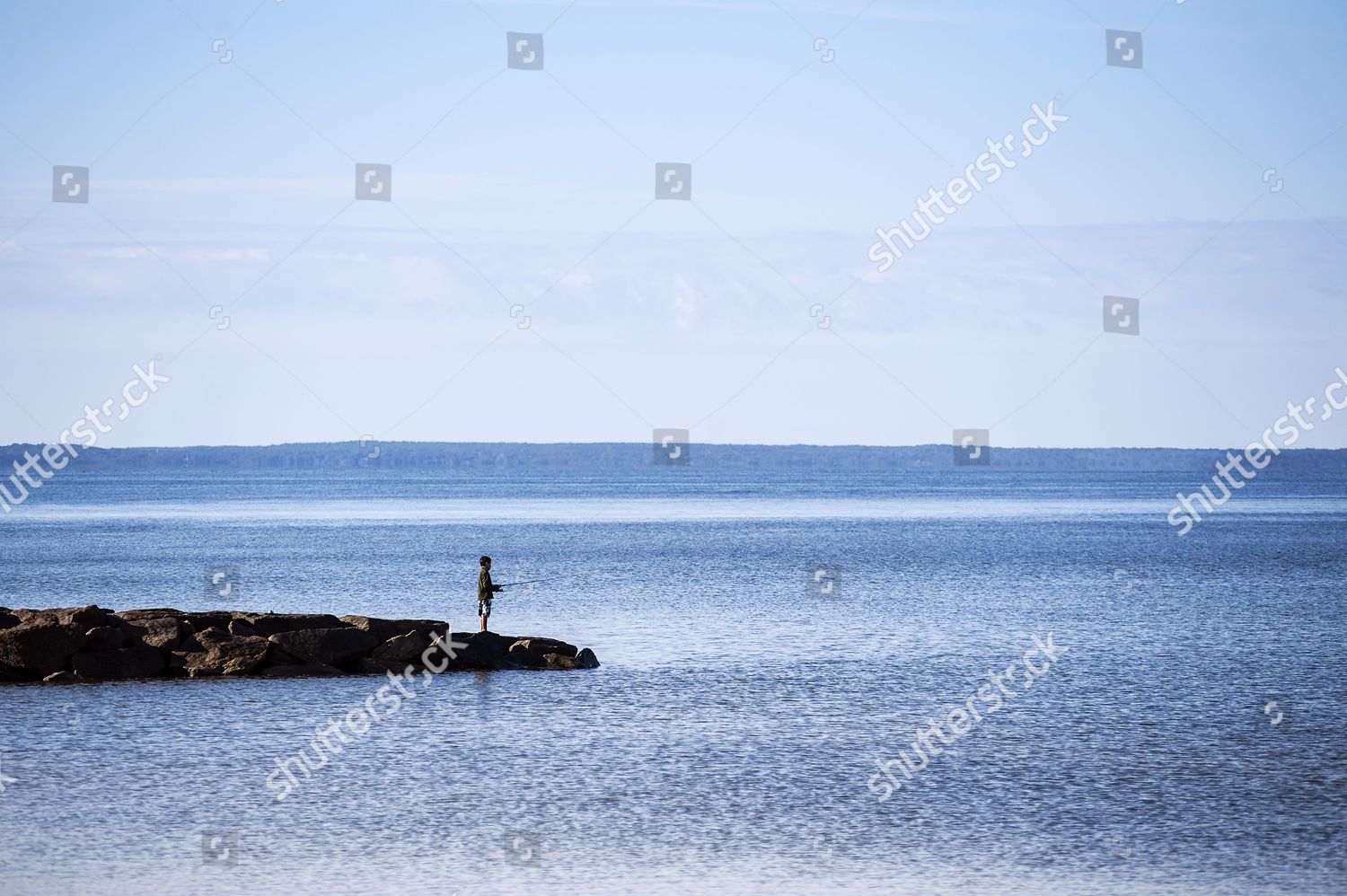 Boy Fishing Jetty Cape Cod Wellfleet Editorial Stock Photo - Stock ...