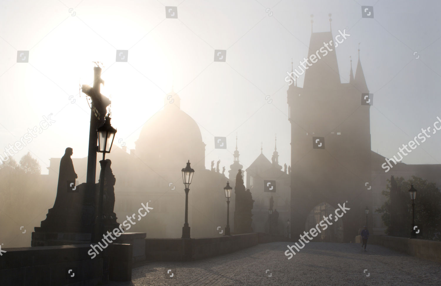 Charles Bridge Fog Prague Czech Republic Editorial Stock Photo - Stock ...
