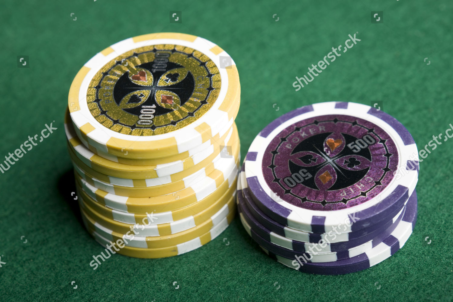 Poker Chips Yellow Purple Stacked On Editorial Stock Photo - Stock ...