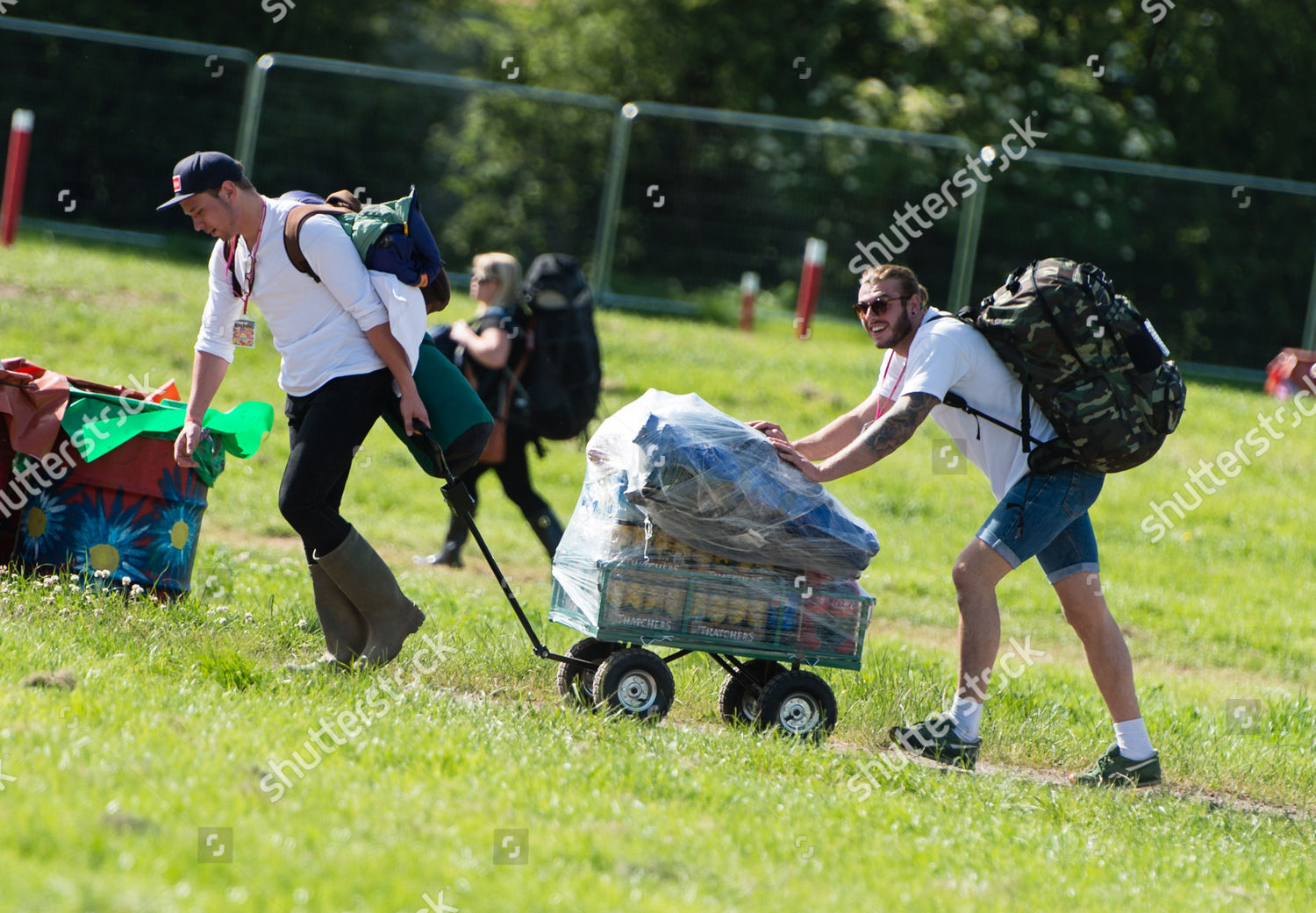 Festival Goers Glastonbury Festival Pull Trolley Editorial Stock Photo ...