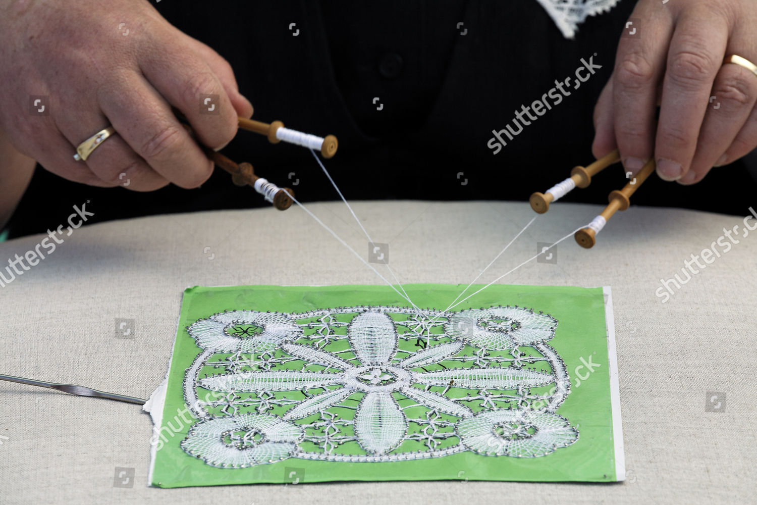 Womans Hands Making Lace Traditional Craft Editorial Stock Photo ...