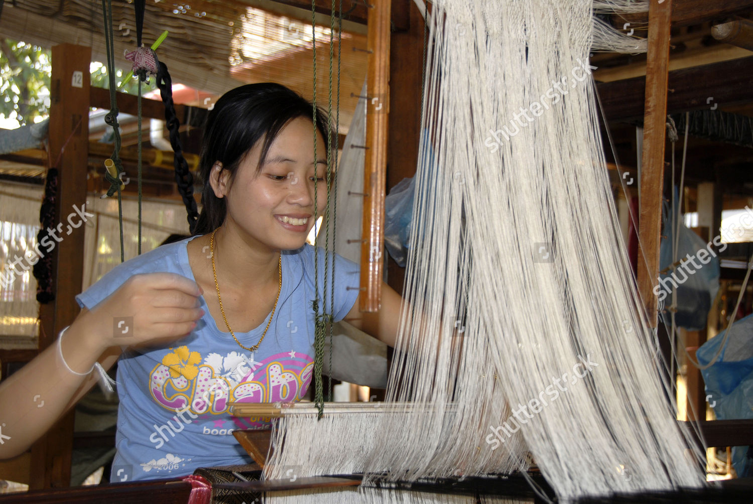 Manual Labour Young Woman Seated Loom Editorial Stock Photo - Stock ...
