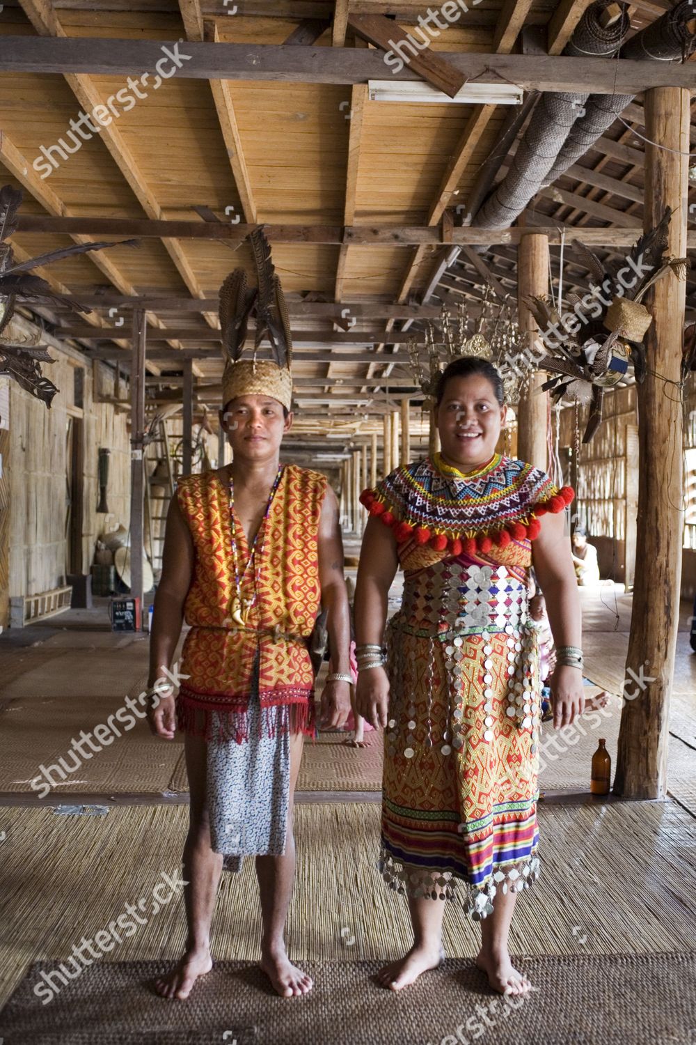 Couple Wearing Trational Costumes Iban Ethnic Editorial Stock Photo ...
