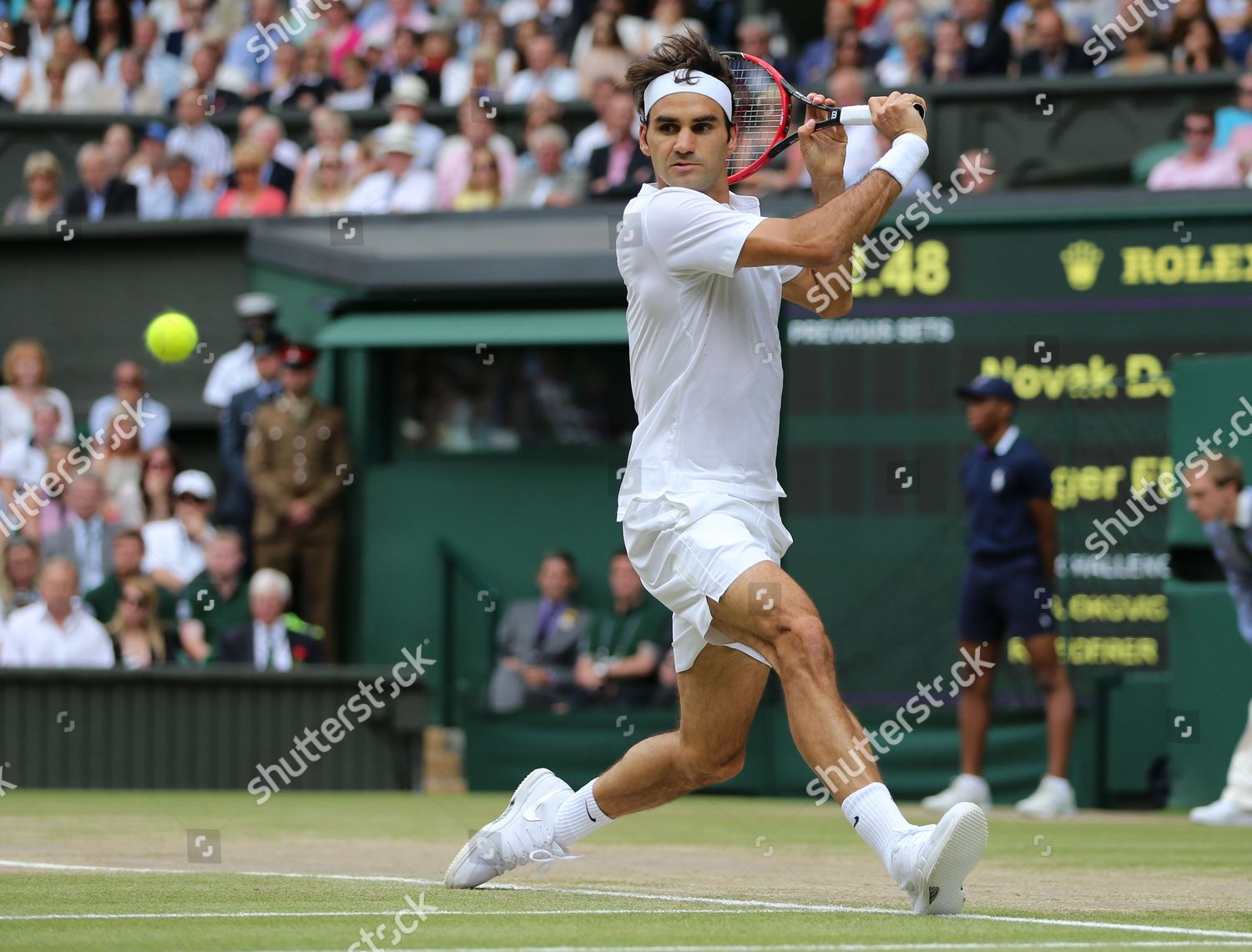 Roger Federer Action Mens Final Against Editorial Stock Photo - Stock ...