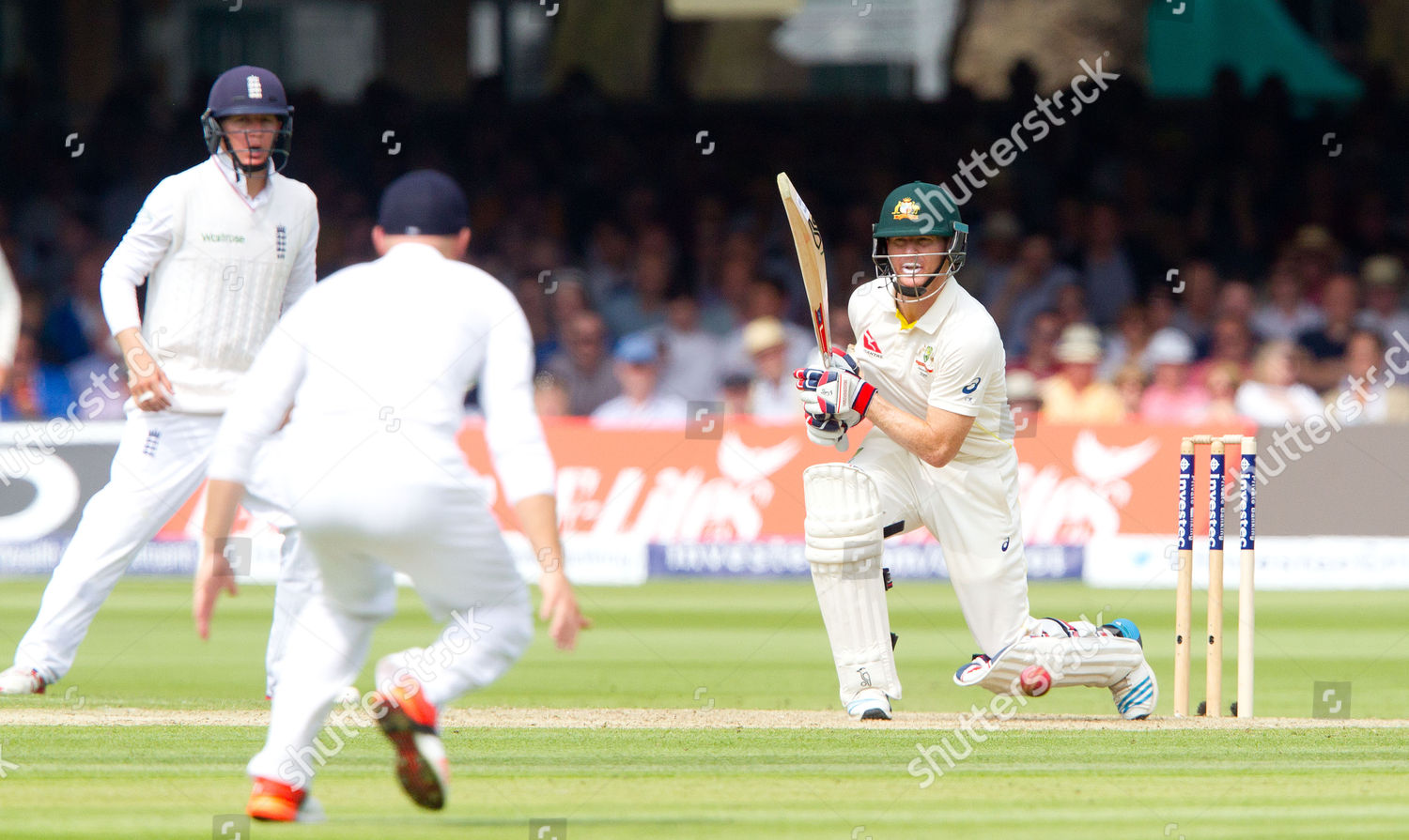 Australias Chris Rogers Pushes Ball Mid Editorial Stock Photo - Stock ...