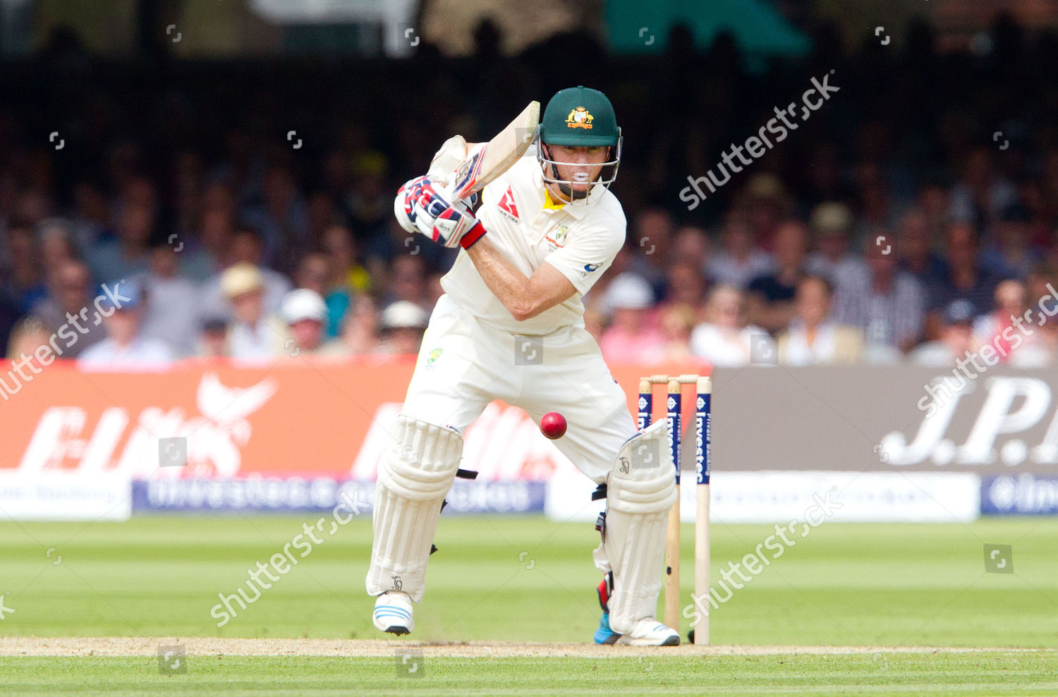 Australias Chris Rogers Pushes Ball Mid Editorial Stock Photo - Stock ...
