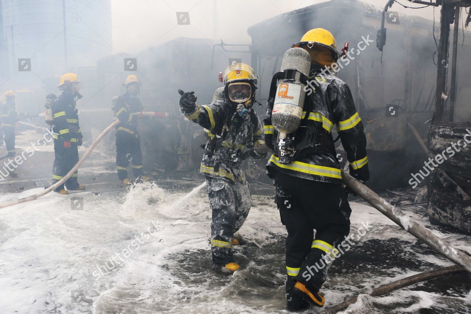 Firefighters Try Put Out Fire Editorial Stock Photo - Stock Image ...