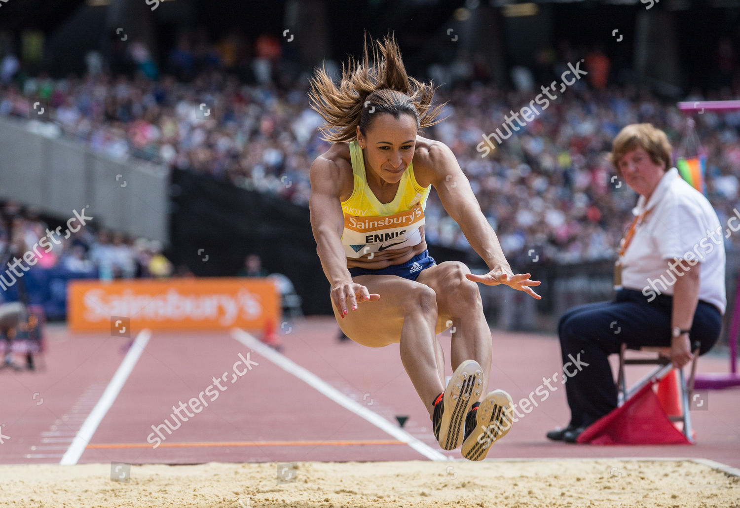 Jessica Ennis Long Jump Sainsburys Anniversary Editorial Stock Photo ...