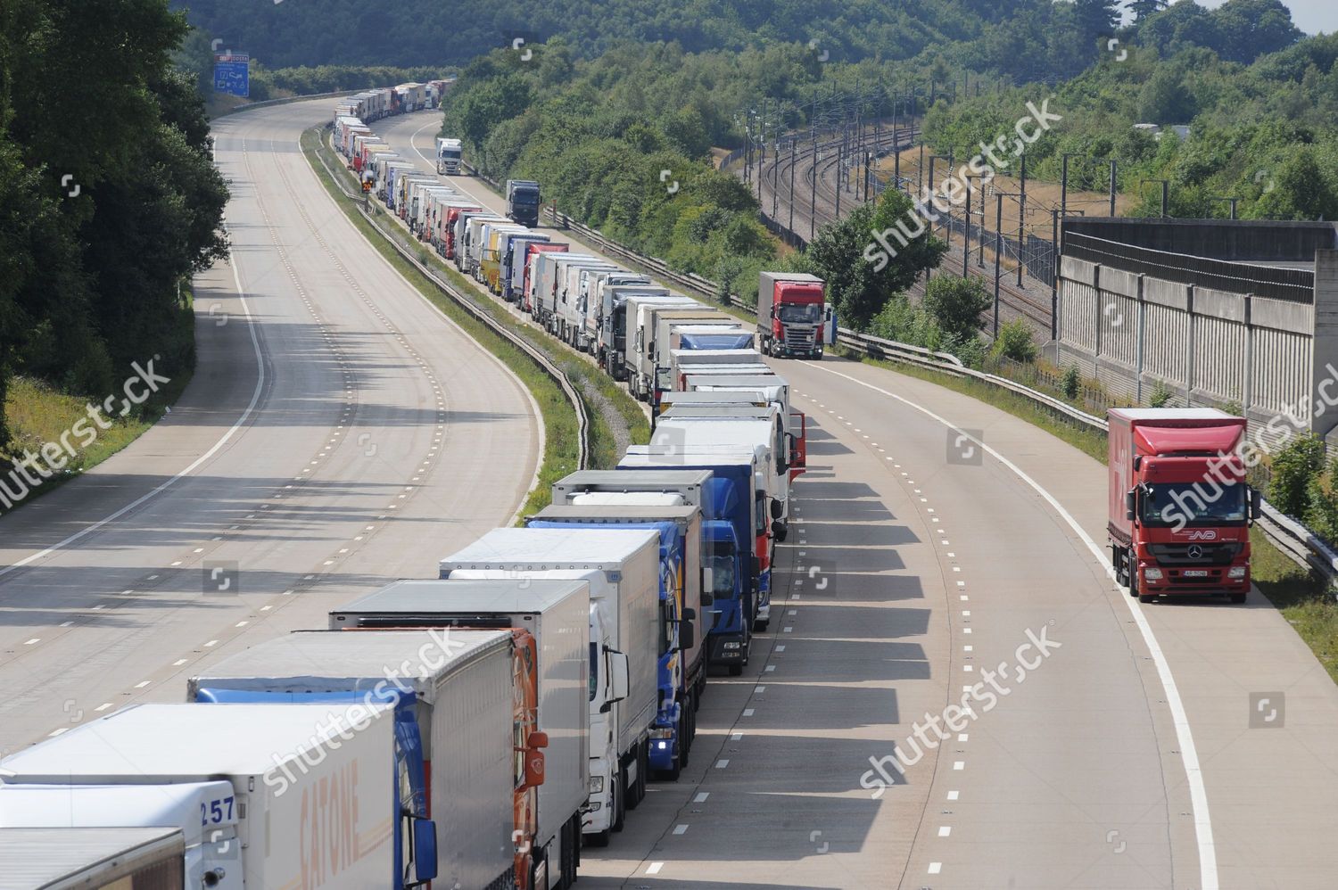 Lorries Stacked Between J8 J9 M20 Editorial Stock Photo - Stock Image ...