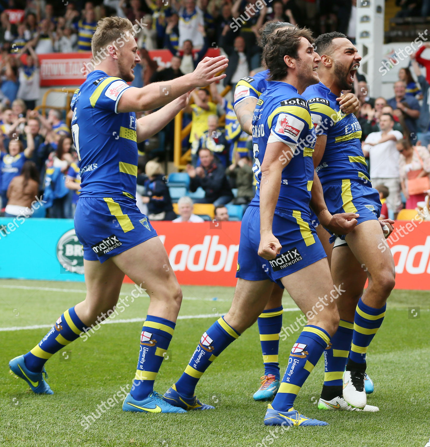 Warrington Wolves Ryan Atkins Celebrates Scoring Editorial Stock Photo ...