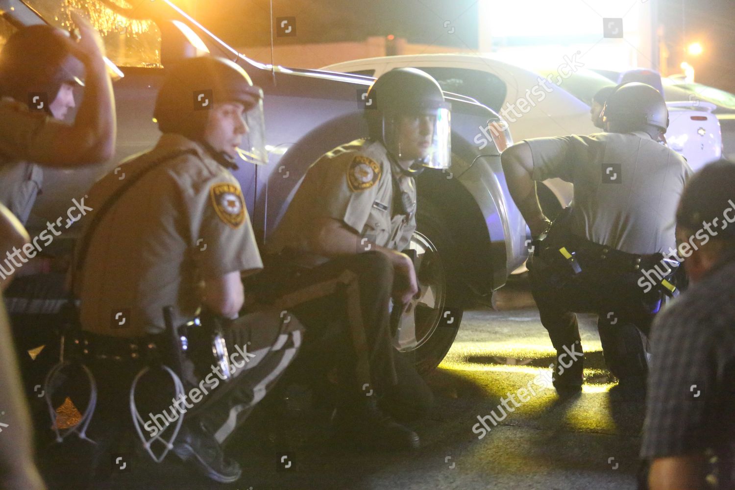 Police Take Cover Behind Cars Ferguson Editorial Stock Photo - Stock ...