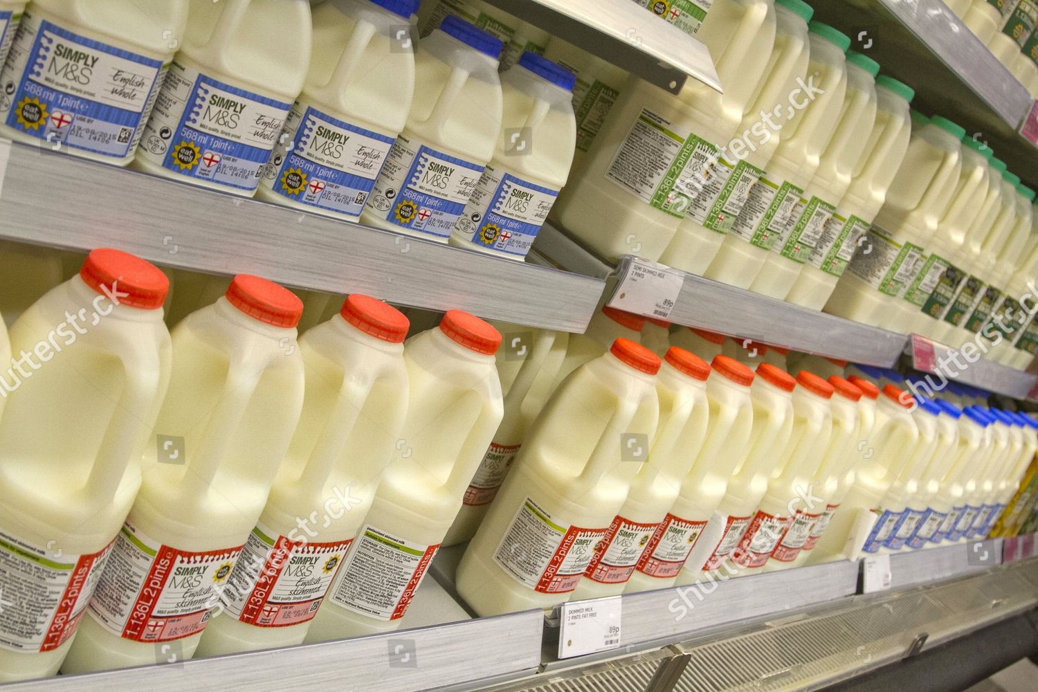 Supermarket Shelves Stacked Milk Bottles Dairy Editorial Stock Photo ...
