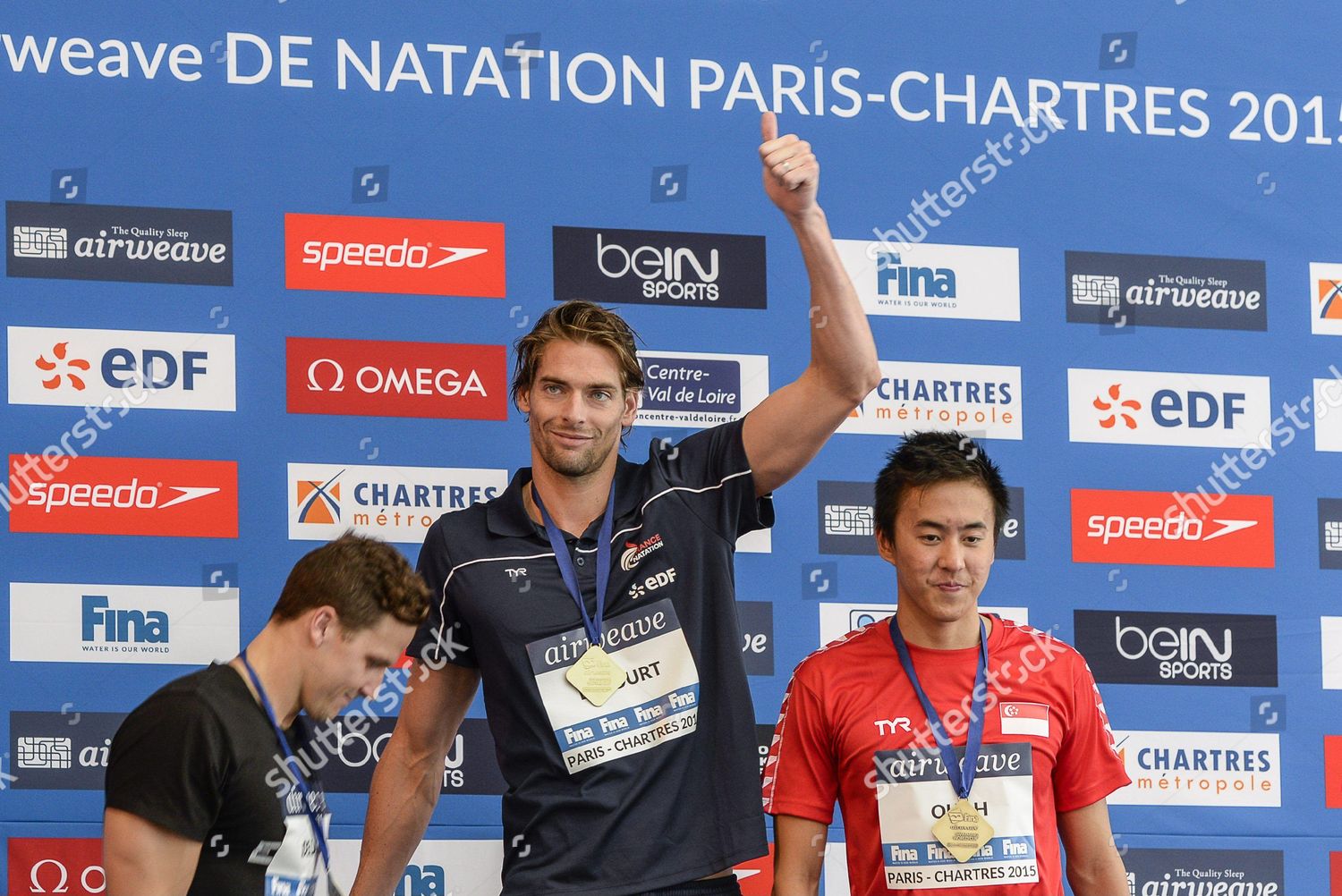 Final Mens 100m Backstroke Podium Winner Editorial Stock Photo - Stock ...
