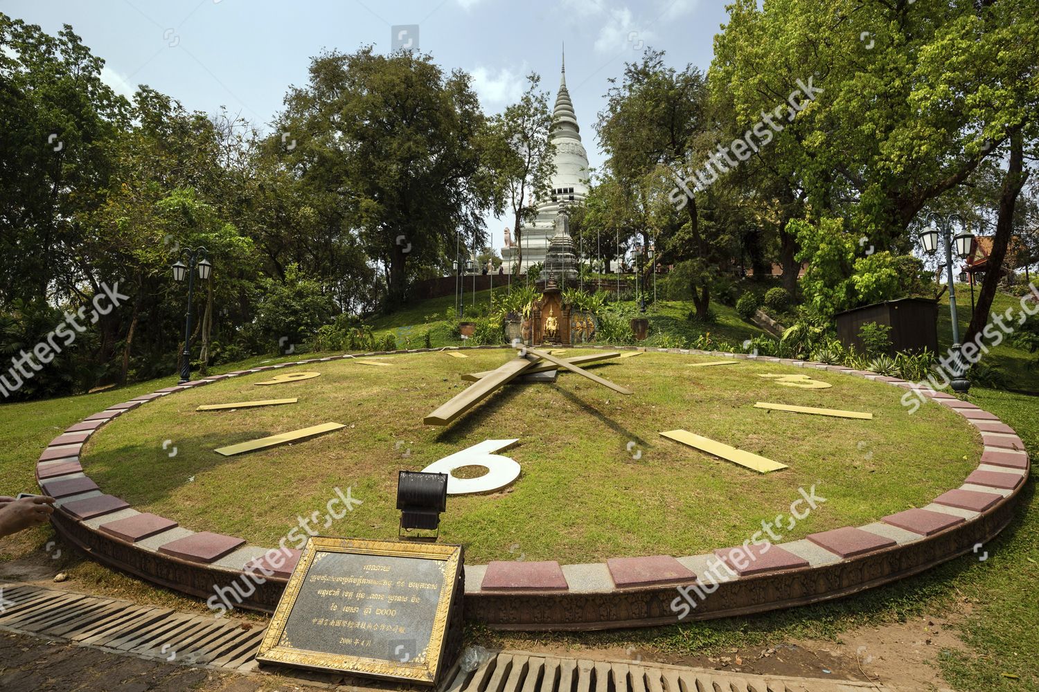 Clock Front Stupa Wat Phnom Phnom Editorial Stock Photo - Stock Image ...