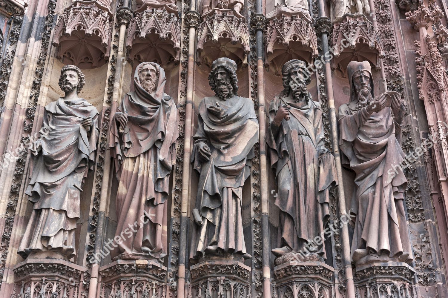 High Gothic Jamb Statues On Main Editorial Stock Photo - Stock Image ...