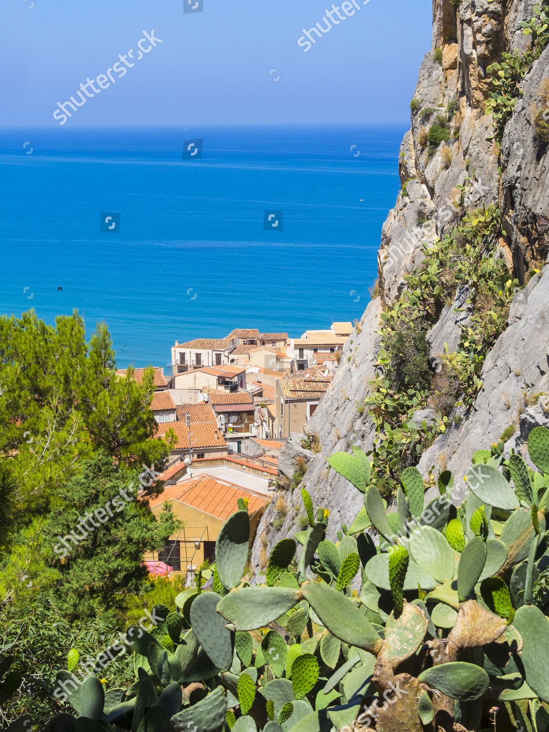 View Rocca Di Cefalu Limestone Rock Editorial Stock Photo - Stock Image ...