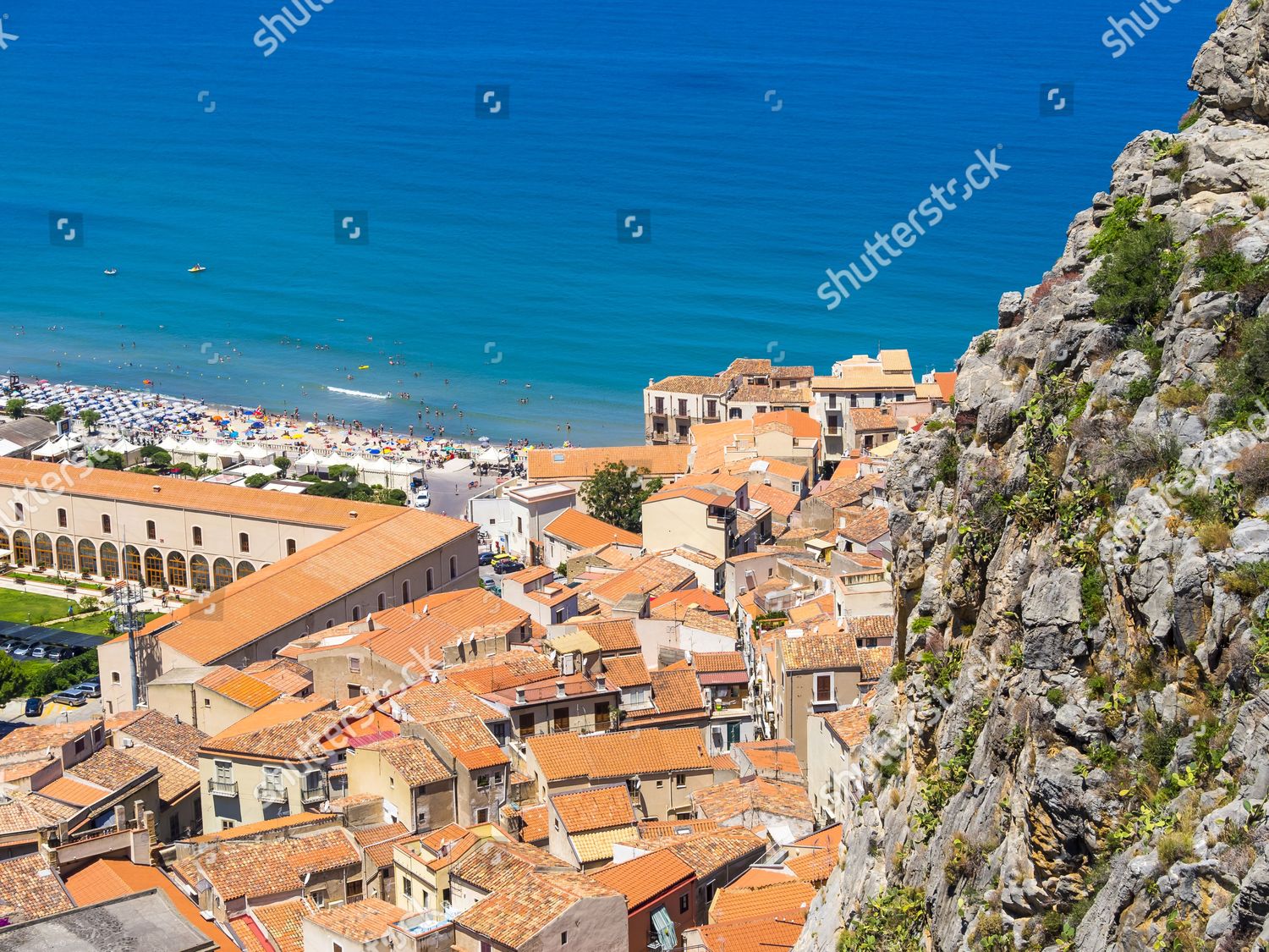 View Rocca Di Cefalu Limestone Rock Editorial Stock Photo - Stock Image ...
