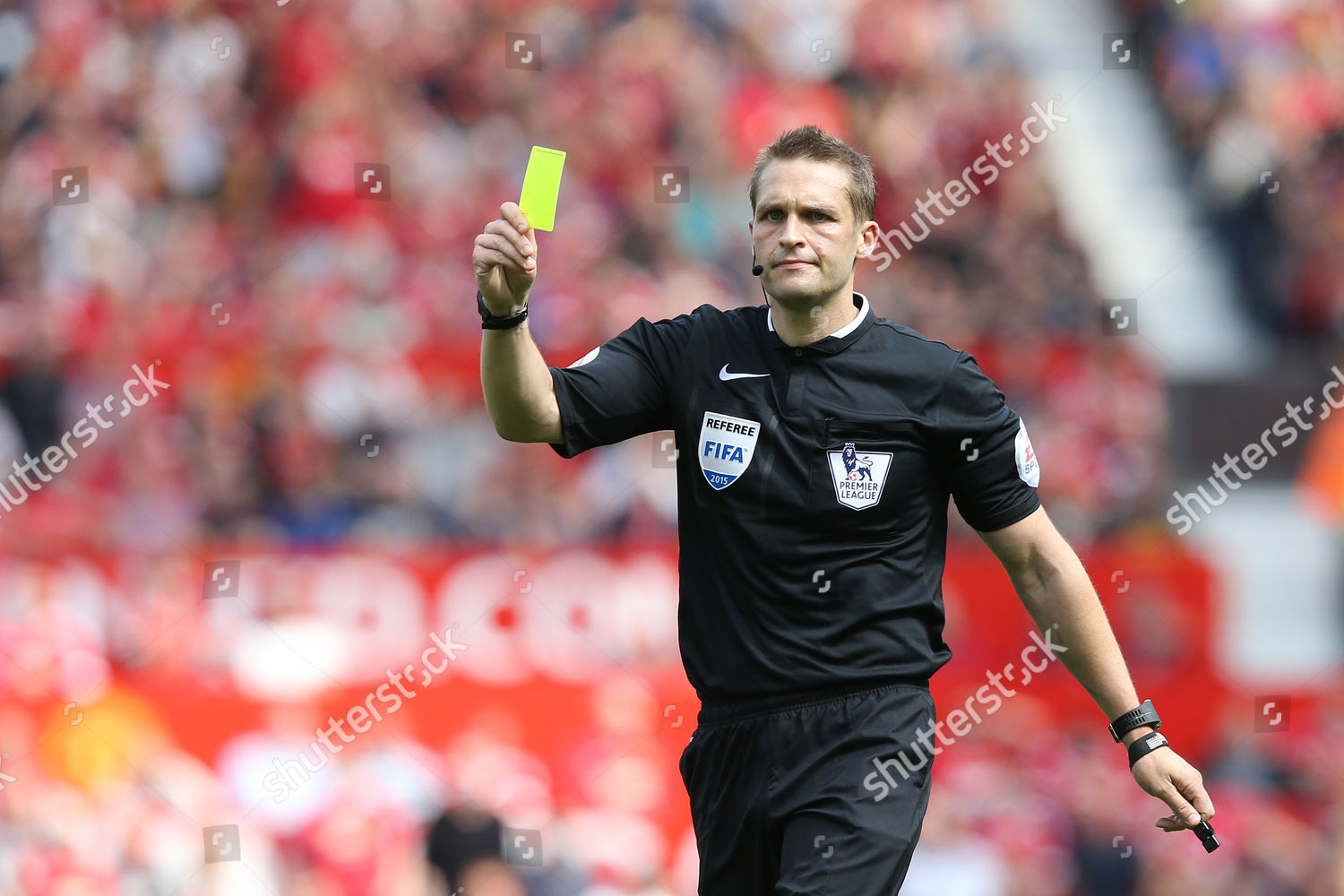 Referee Mr Craig Pawson Shows Yellow Editorial Stock Photo - Stock ...