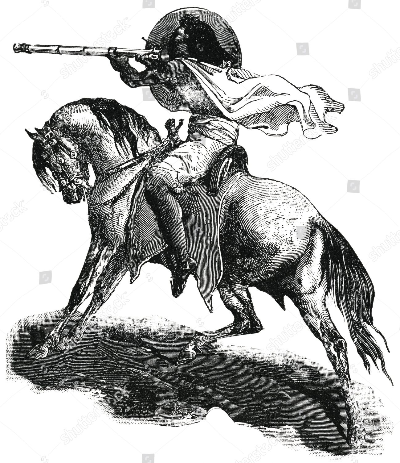 Abyssinian Soldier On Horseback Africa Classical Editorial Stock Photo ...