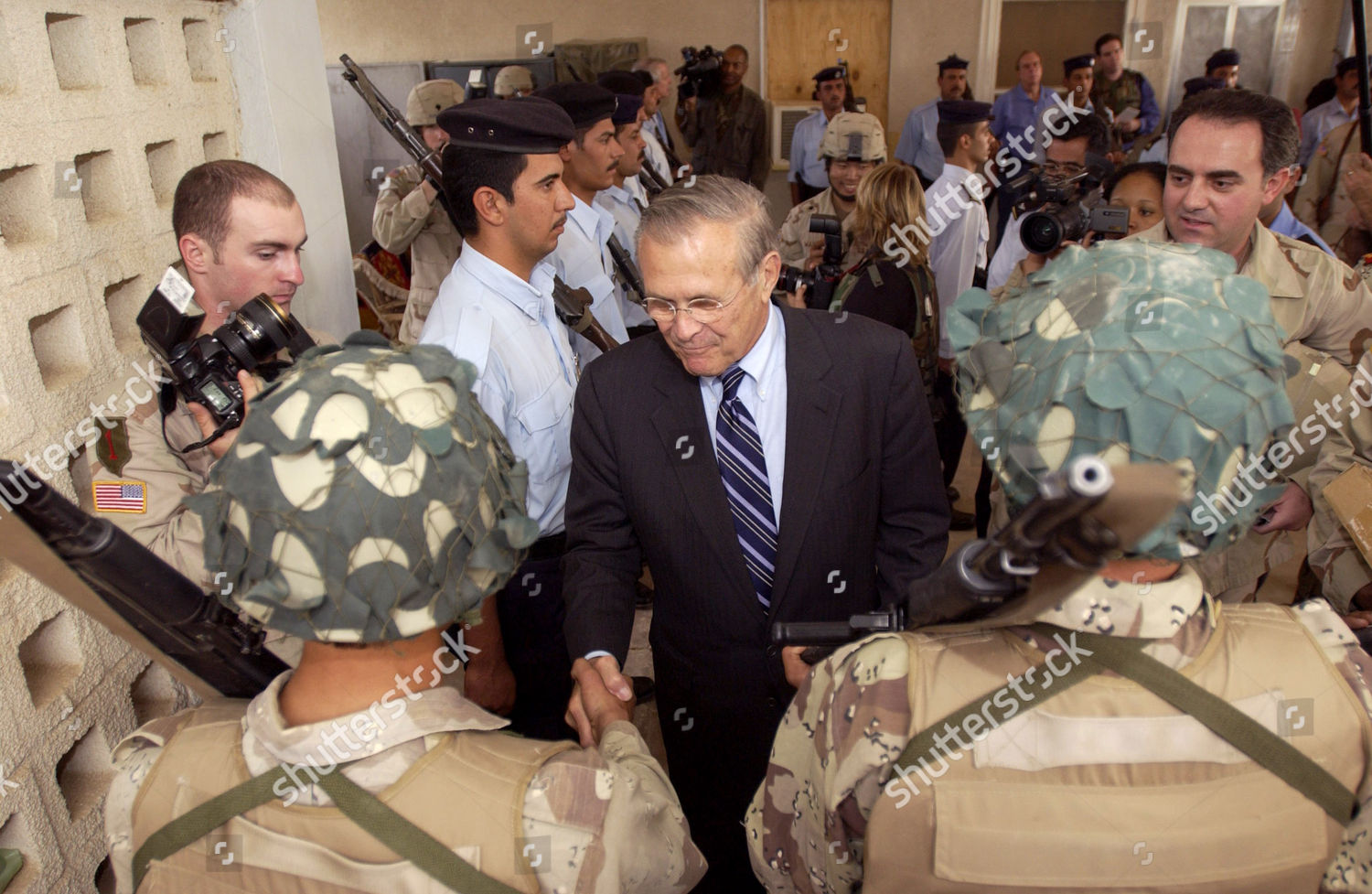 Donald H Rumsfeld Center Shaking Hands Editorial Stock Photo - Stock ...