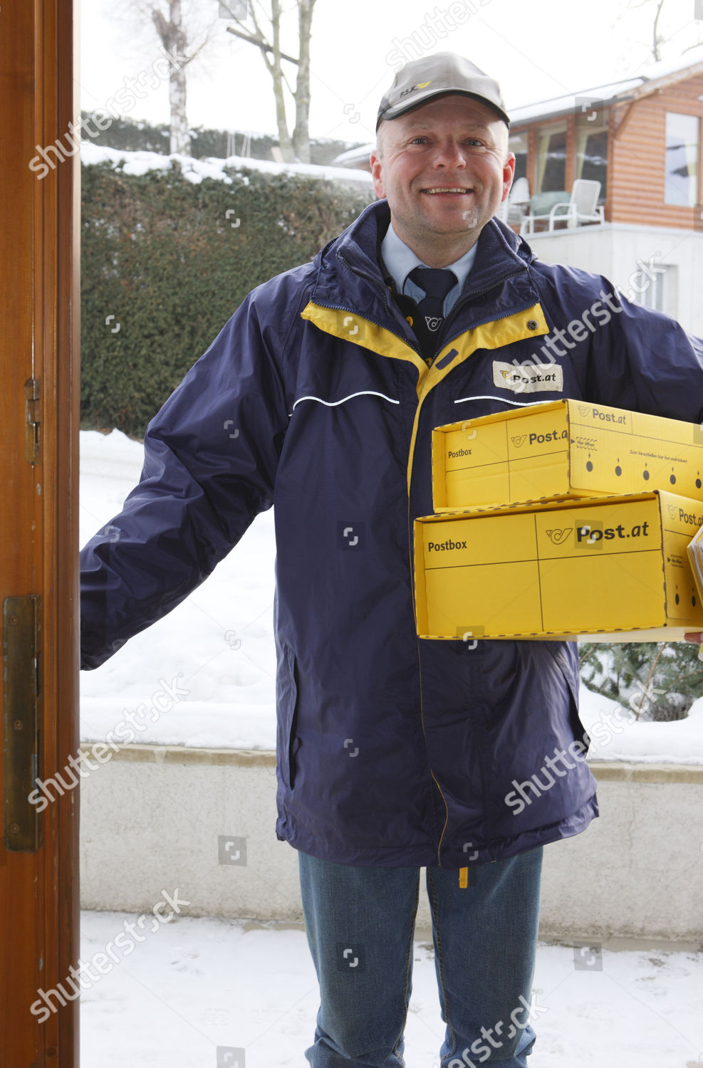 Model Released Smiling Postman Mailman Letter Editorial Stock Photo ...
