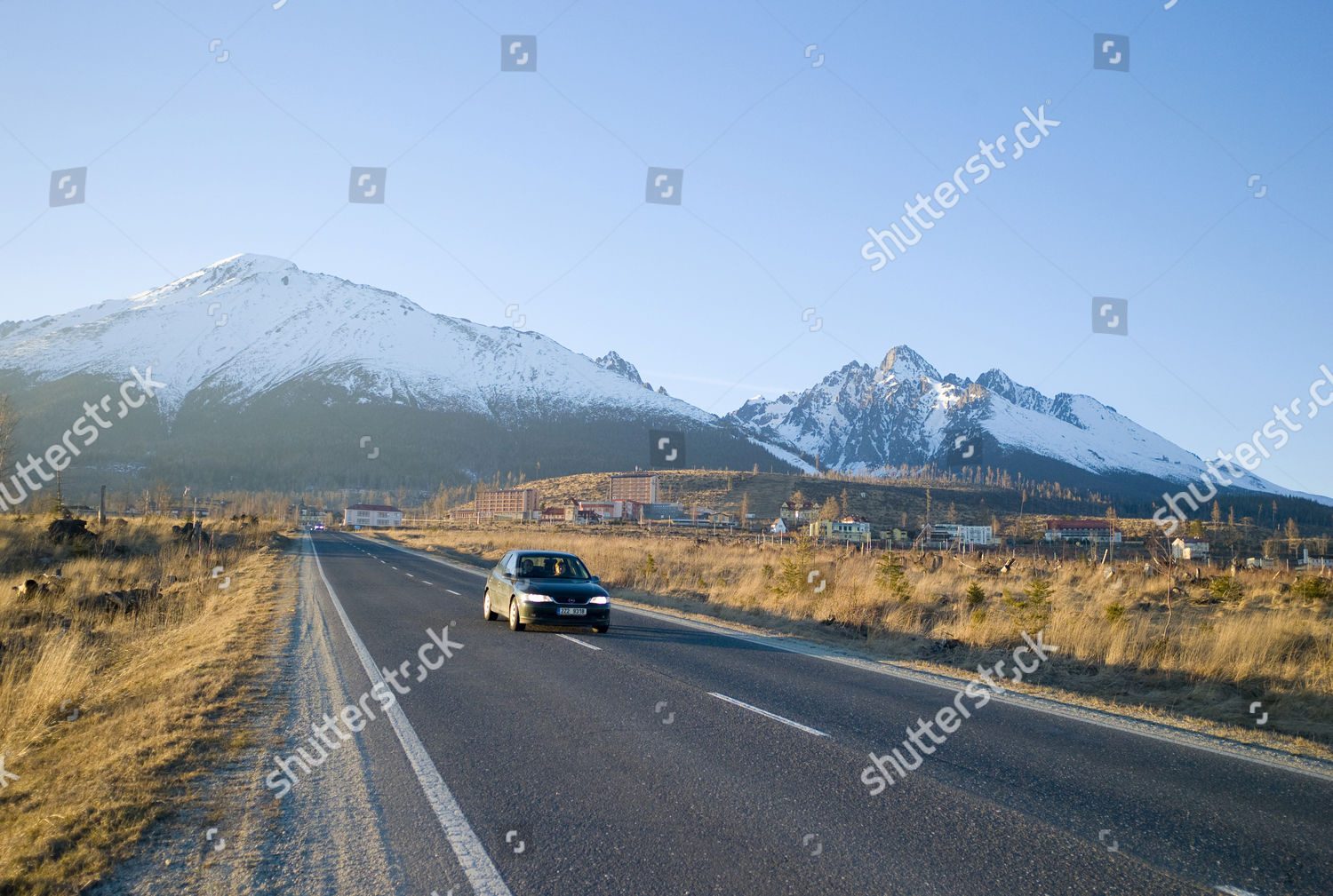 Car Driving Along Straight Road Leading Editorial Stock Photo - Stock ...