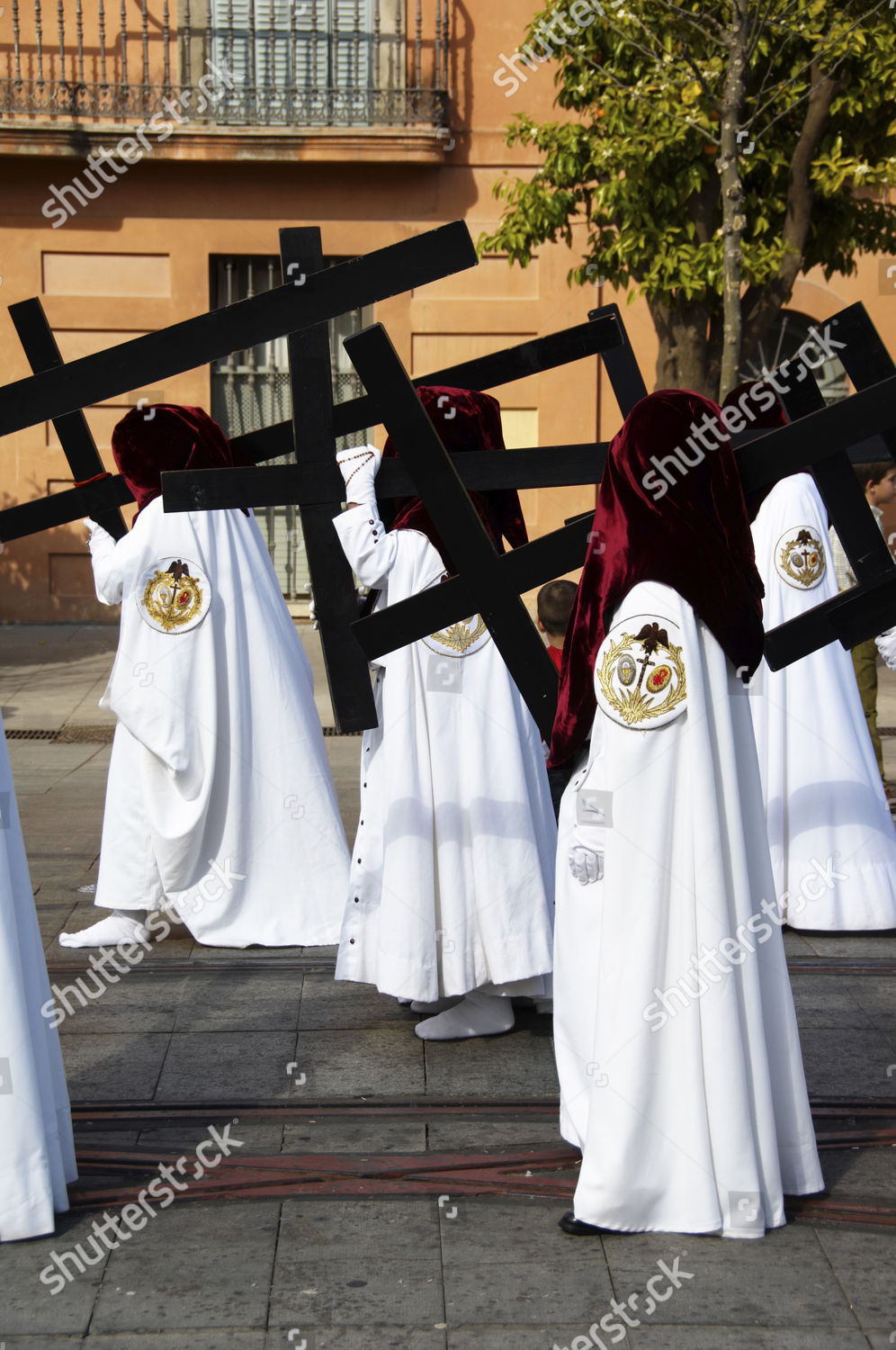 Penitents Dressed Penitential Robes Nazareno Carrying Editorial Stock ...