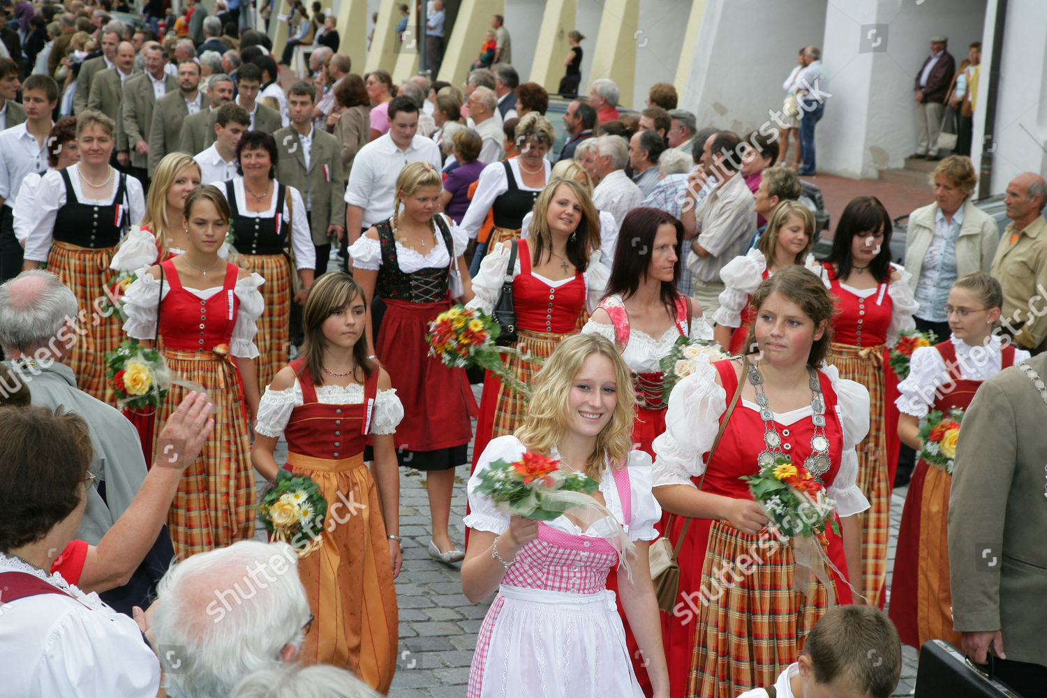 Girls Dressed Dirndls International Festival Traditional Editorial ...