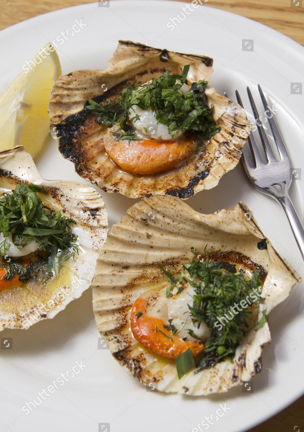 Wood Roast Scallops Sweet Herb Garlic Editorial Stock Photo - Stock ...